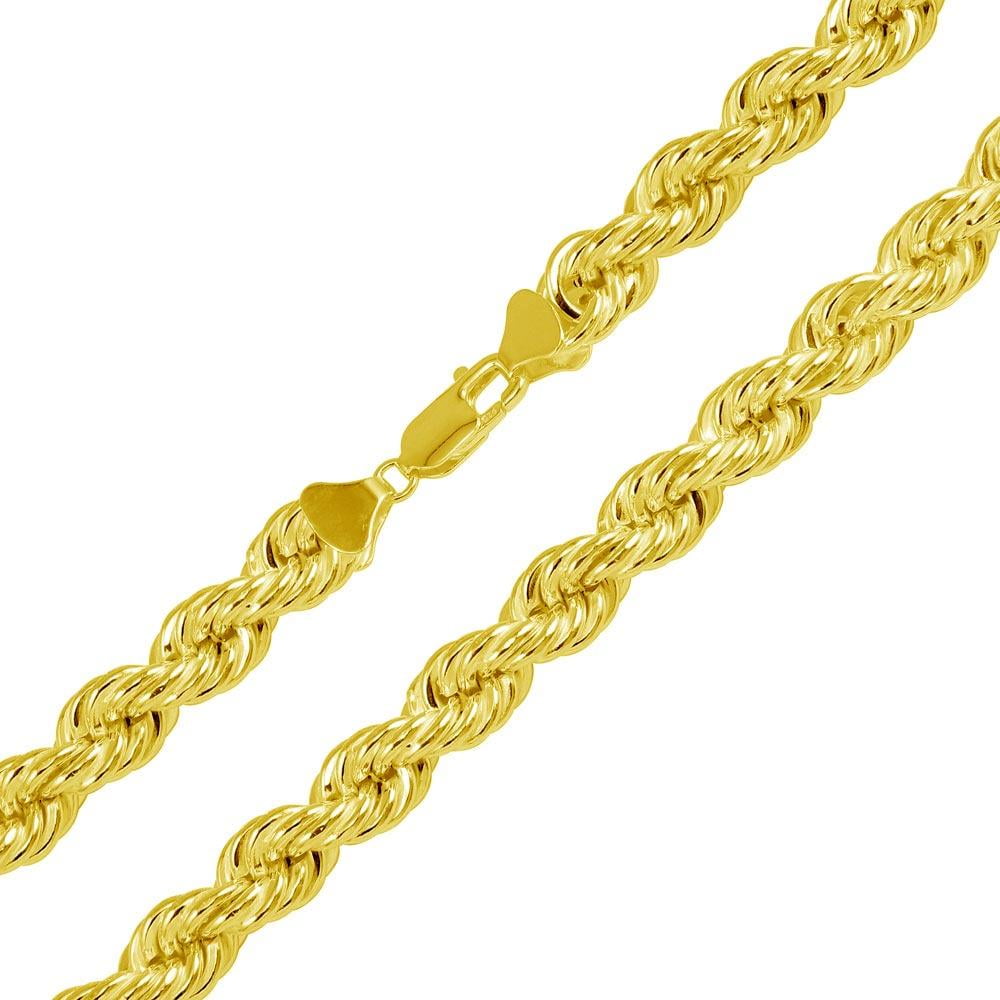 Gold Plated 925 Sterling Silver Hollow Rope Chains 9.3mm Made in Italy ...