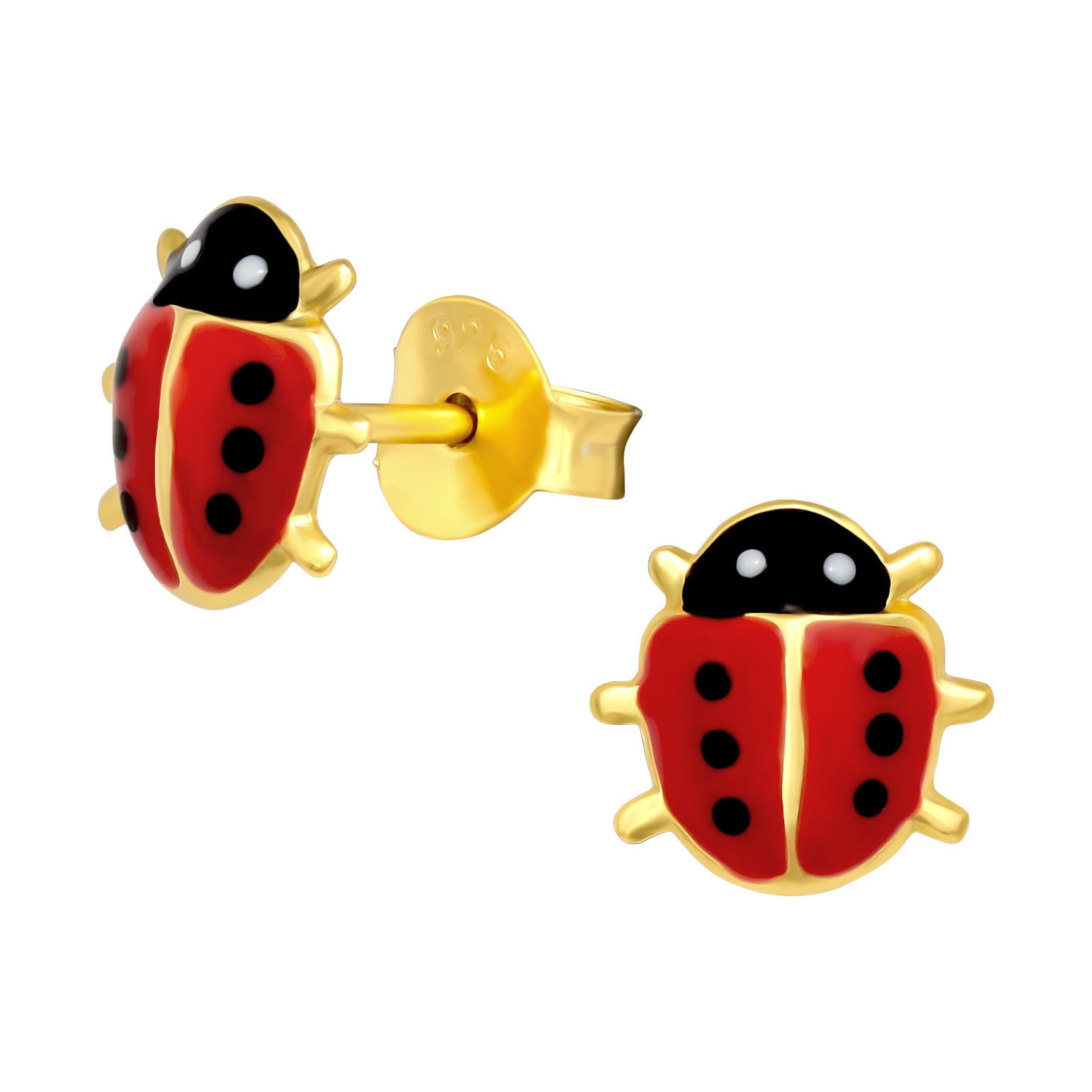 Gold Plated 925 Sterling Silver Ladybug Stud Earrings - Walmart.com