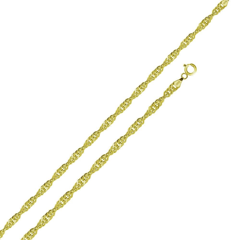 Gold Plated 925 Sterling Silver Singapore 025 Chain 1.5mm Made in Italy ...