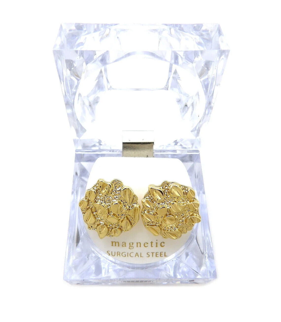 Gold Plated Alloy Golden Nugget Cookie Magnetic Earring Earrings With ...