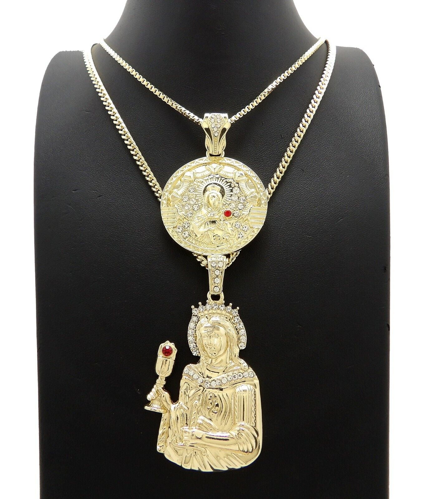 Gold Plated Alloy St. Barbara Pendant & 20" Box - 24" Cuban ChainS 2 ...