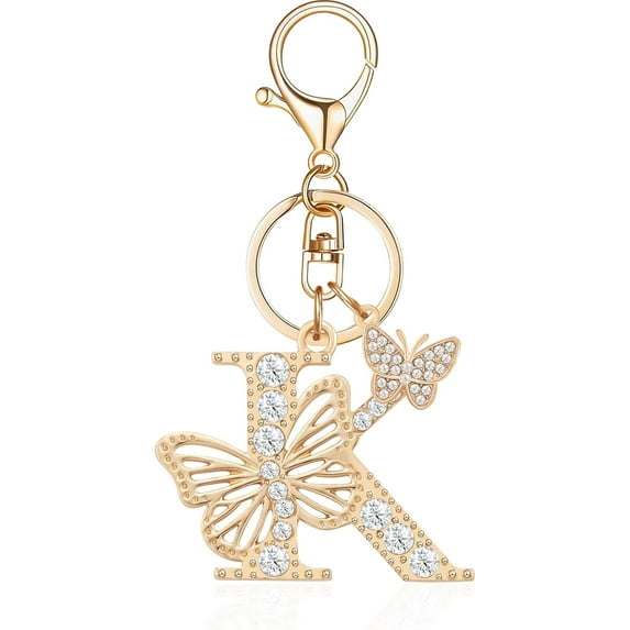 Gold Plated Alphabet Initial Letter Keyring Keychain for Women Girls ...