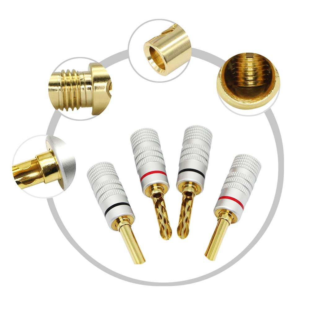 Gold Plated Banana Plugs Speaker for Speaker Wire, BFA Banana Plug ...