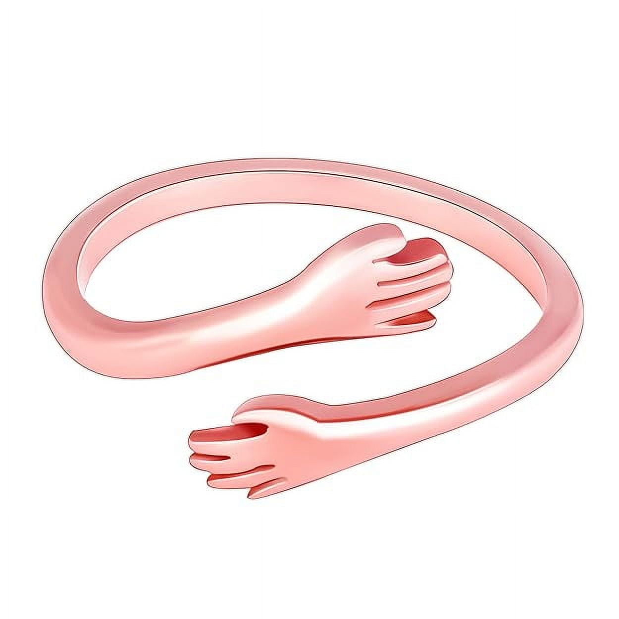 Gold Plated Carved Hand Ring Adjustable Silver Hug Ring 925 Sterling ...