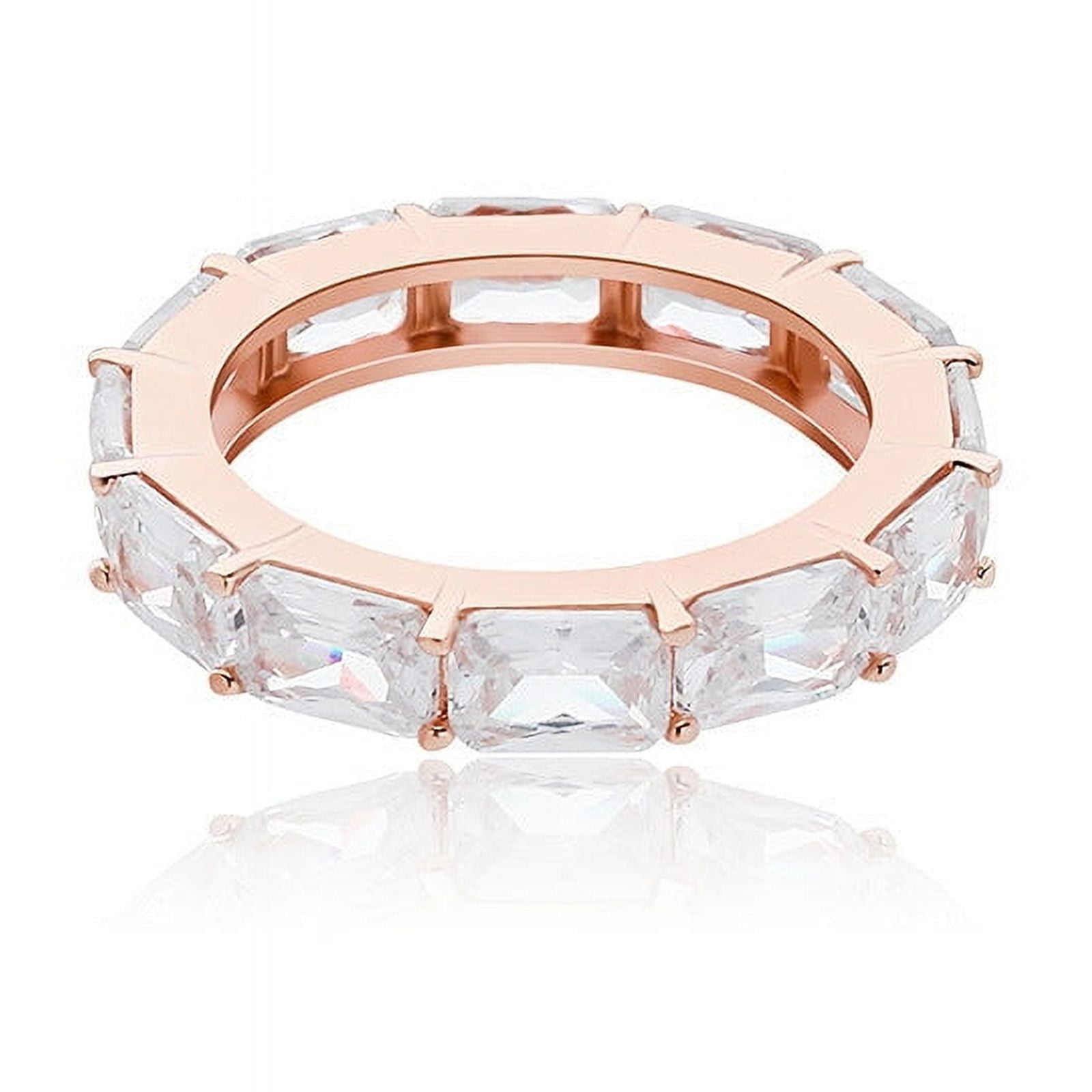 Gold Plated Copper Zircon Square Ring, European American Style Couple ...