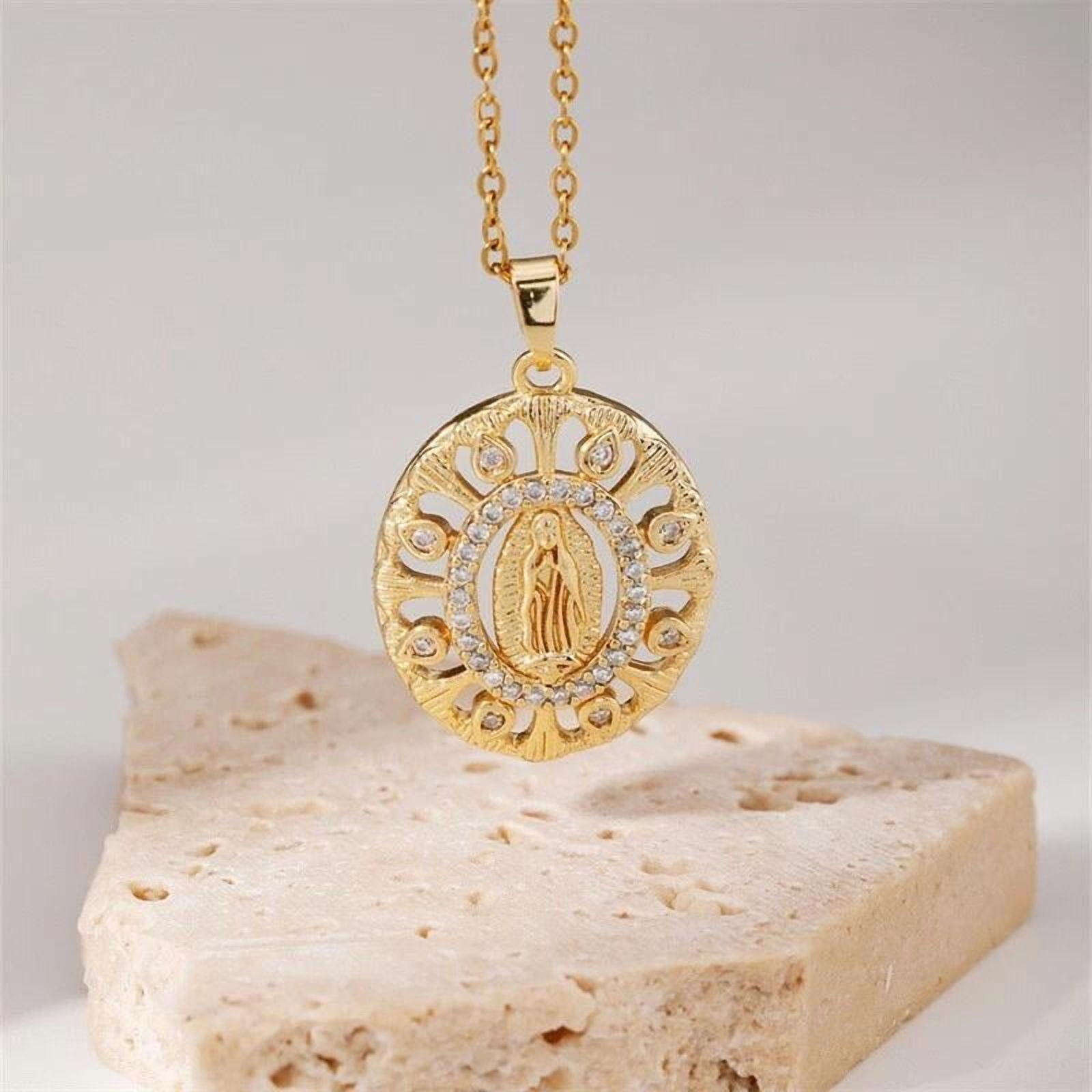 Gold Plated Cs Zirconia Guadalupe Virgin Mary Necklace Pendant N36 ...
