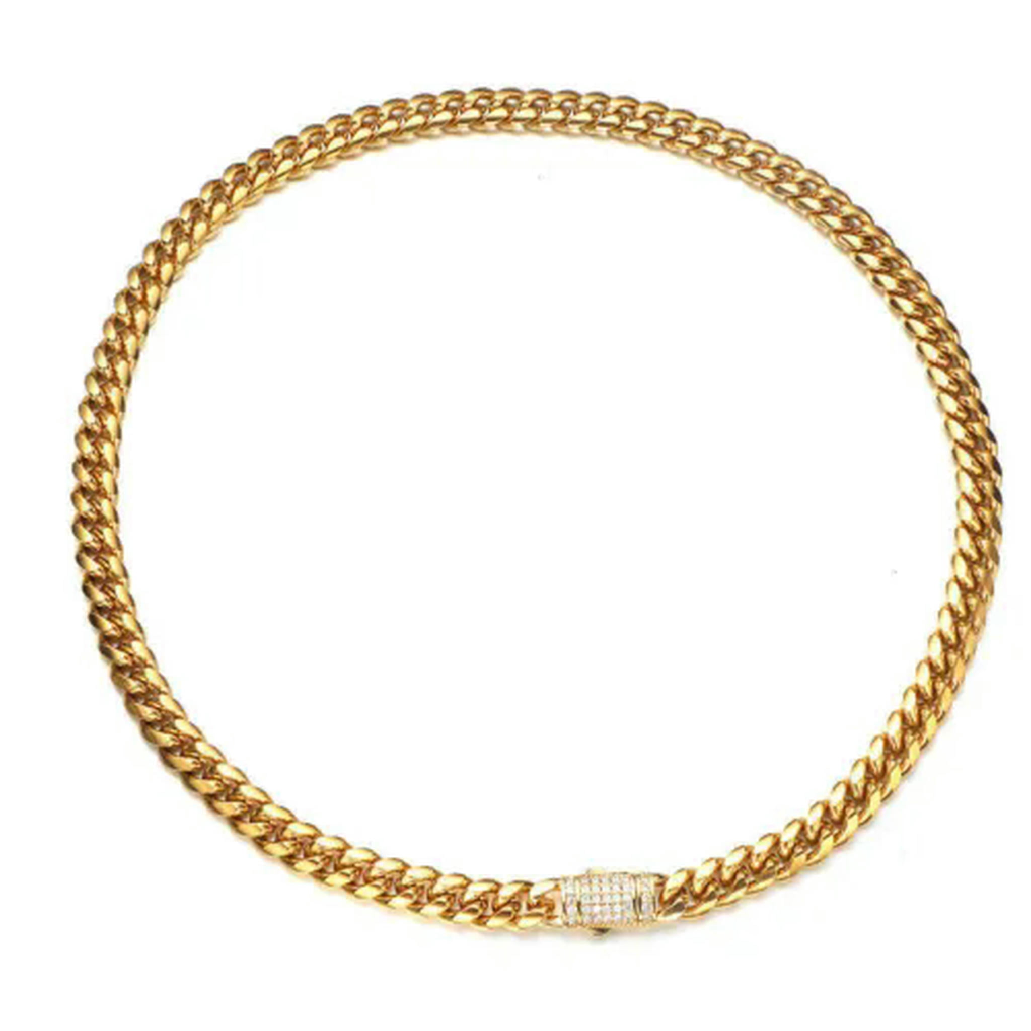 Gold Plated Cuban Link Chain Necklace for Men Women Stainless Steel ...