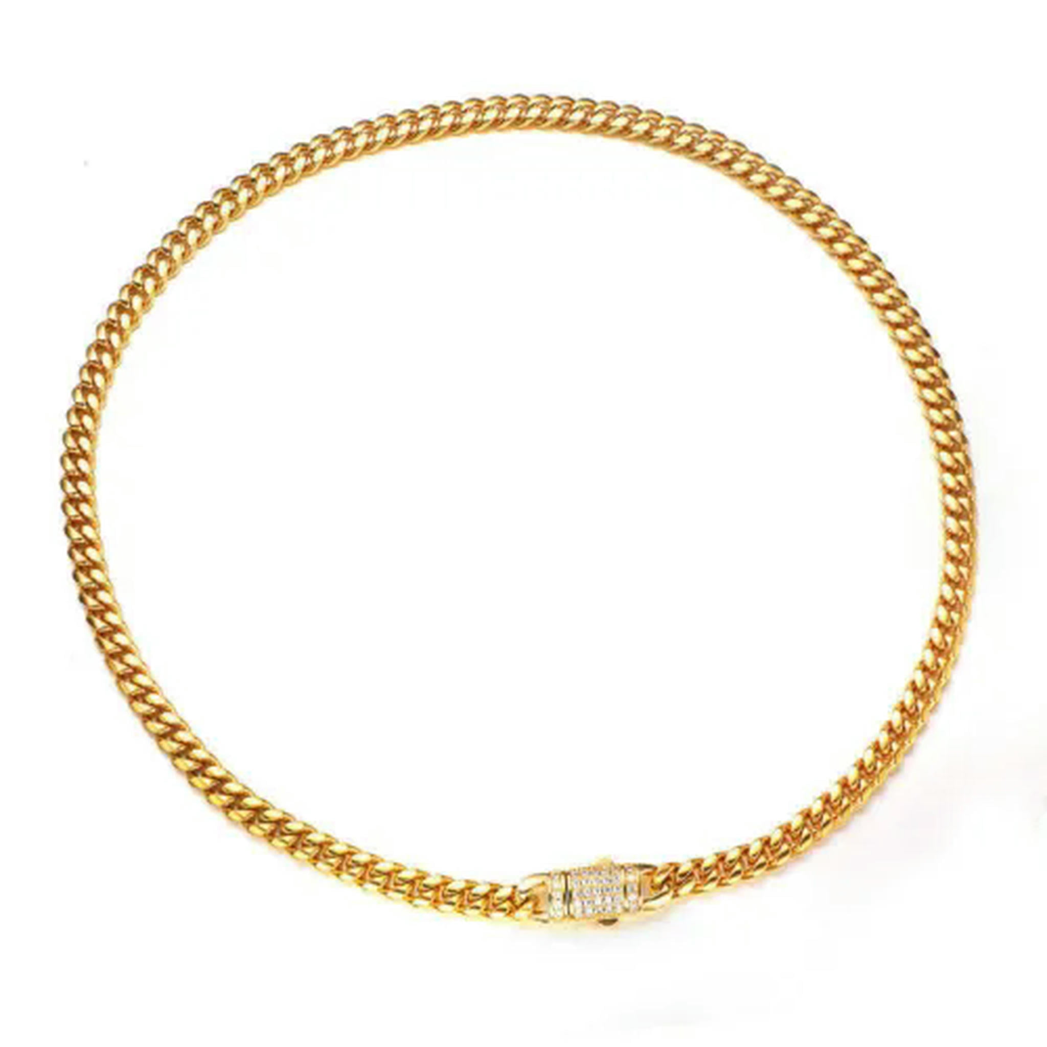 Gold Plated Cuban Link Chain Necklace for Men Women Stainless Steel ...