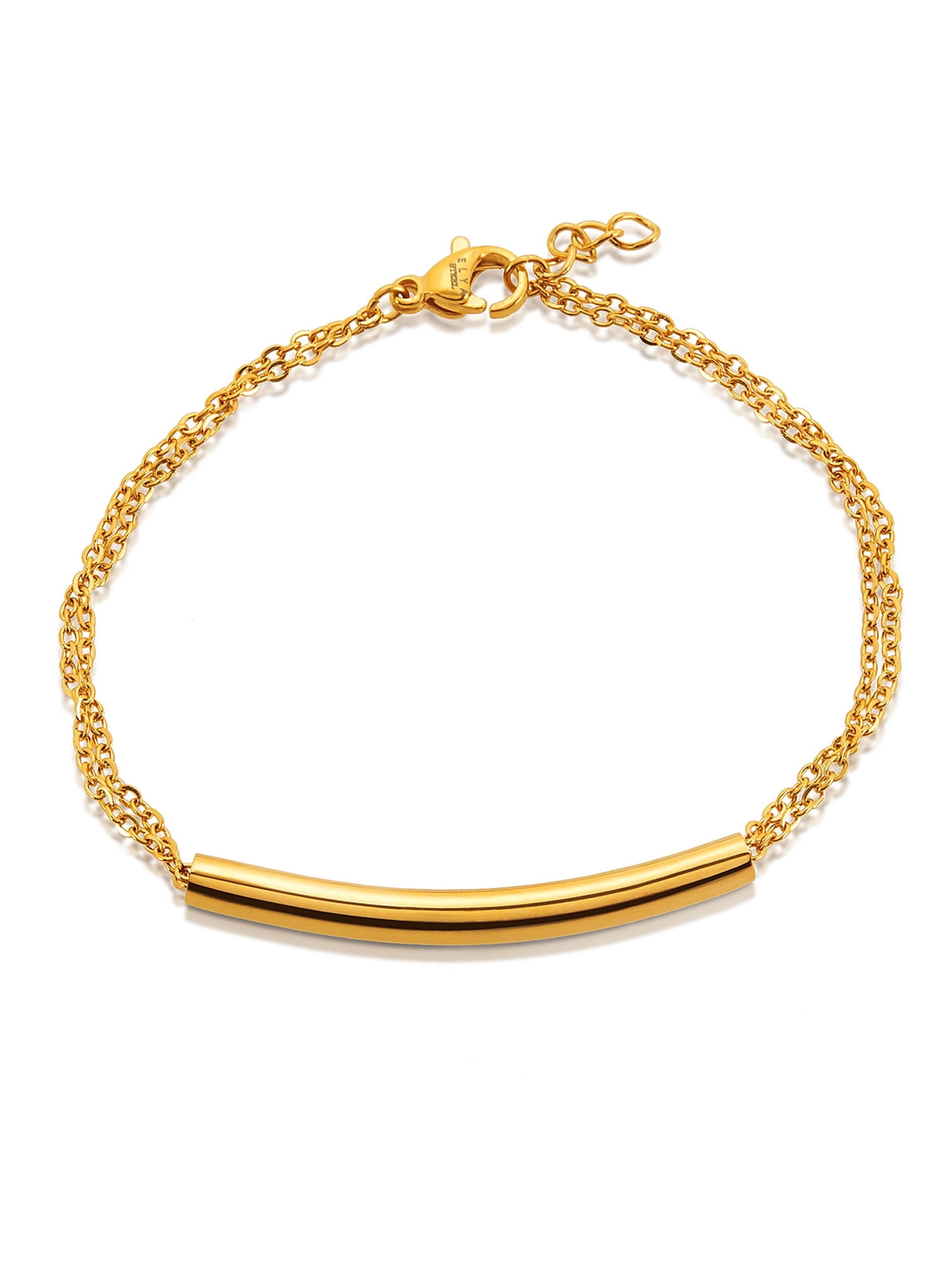 ELYA Jewelry Women's Cylinder Bar Gold Plated Stainless Steel Bracelet ...