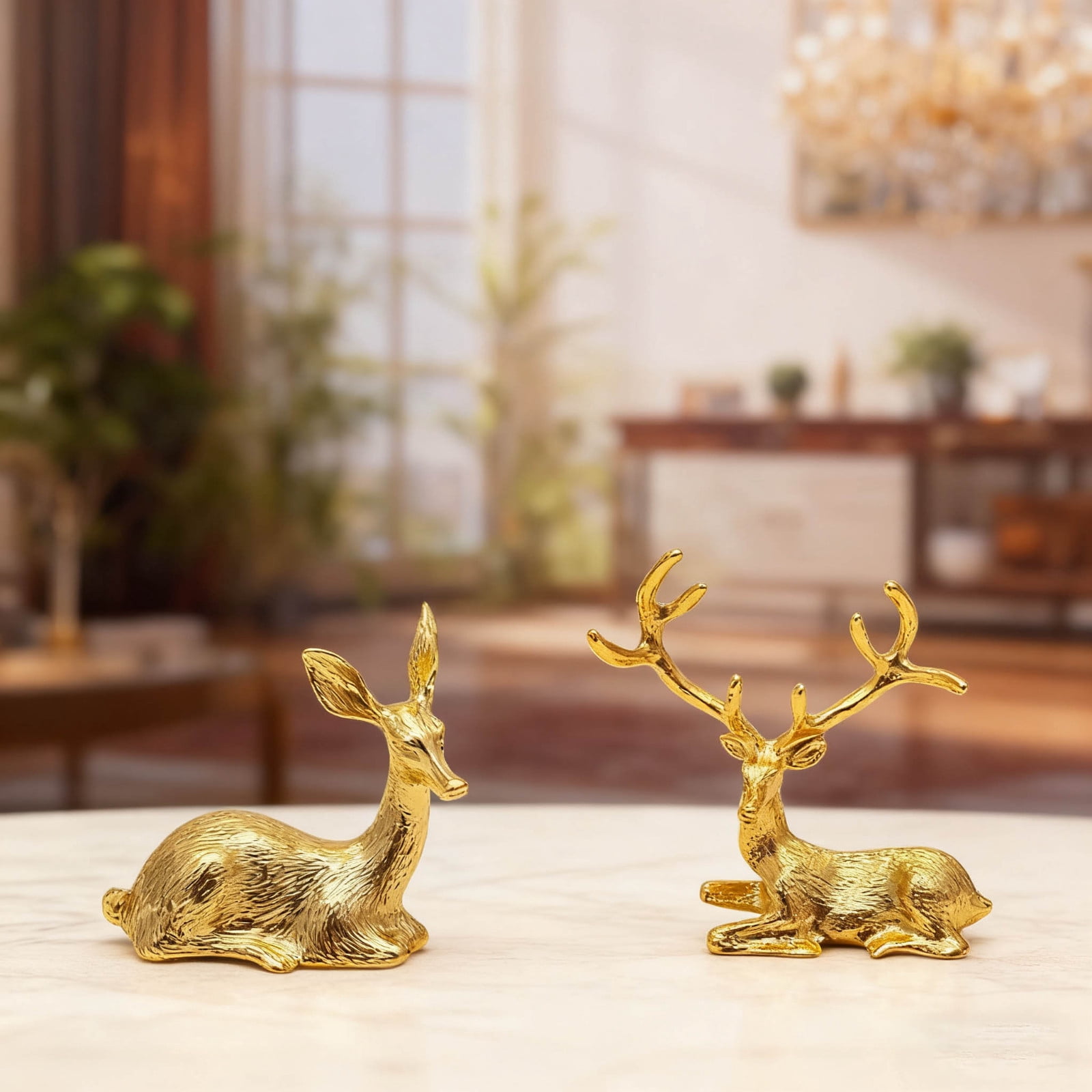 Gold Plated Deer Statues, Wine Cabinet Decor, Alloy Animal Figurines ...
