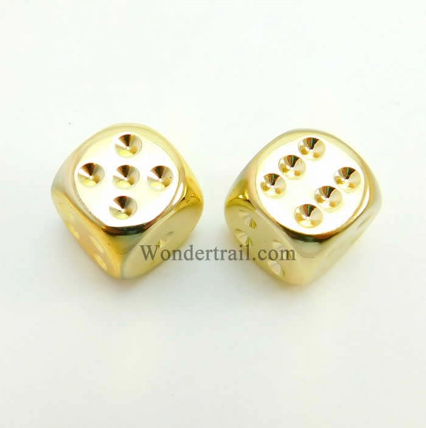 Gold Plated Dice with Pips D6 16mm (5/8in) Pack of 2 Chessex - Walmart.com