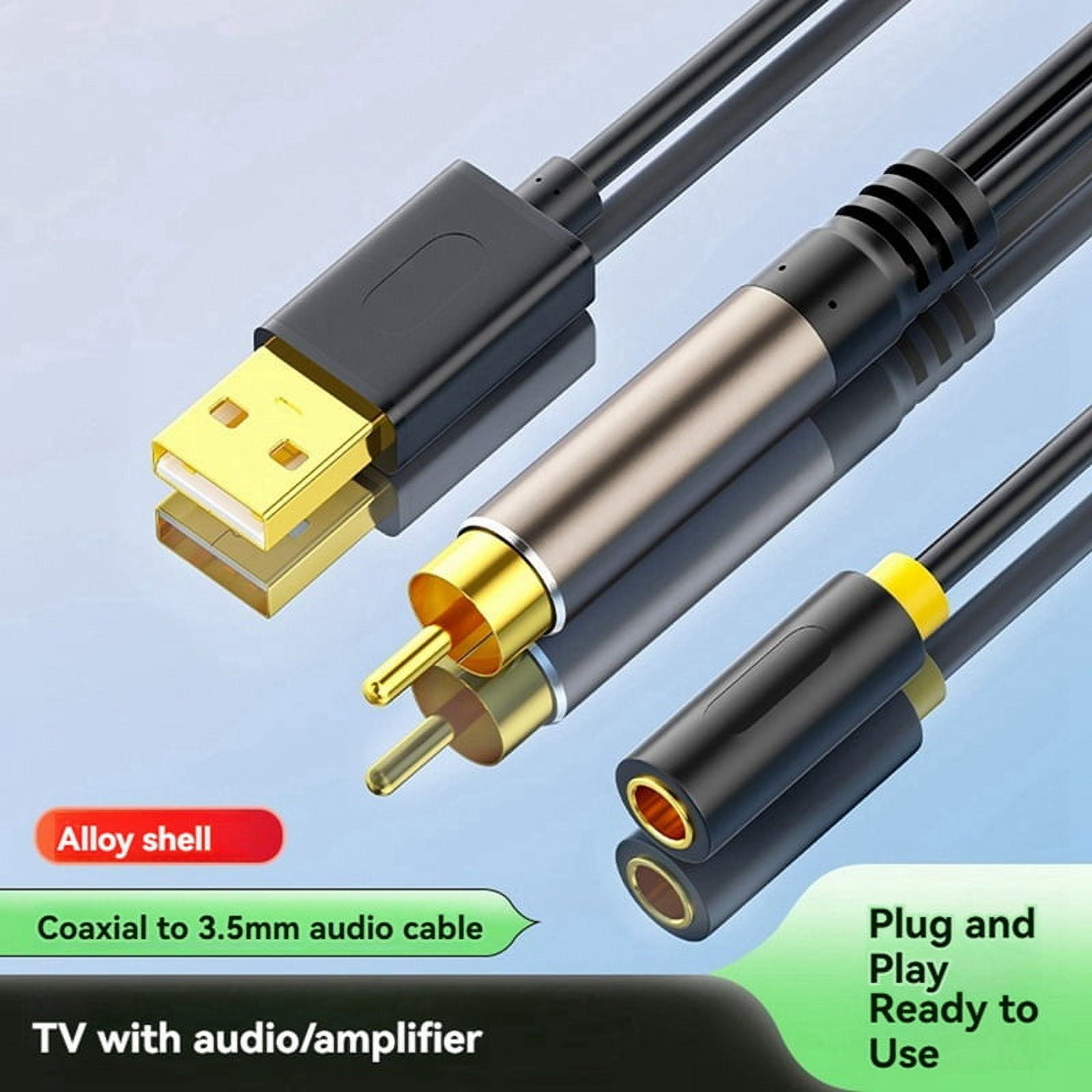 Gold-Plated Digital Coaxial SPDIF Audio Aux Cable 3.5mm Female TV Box ...