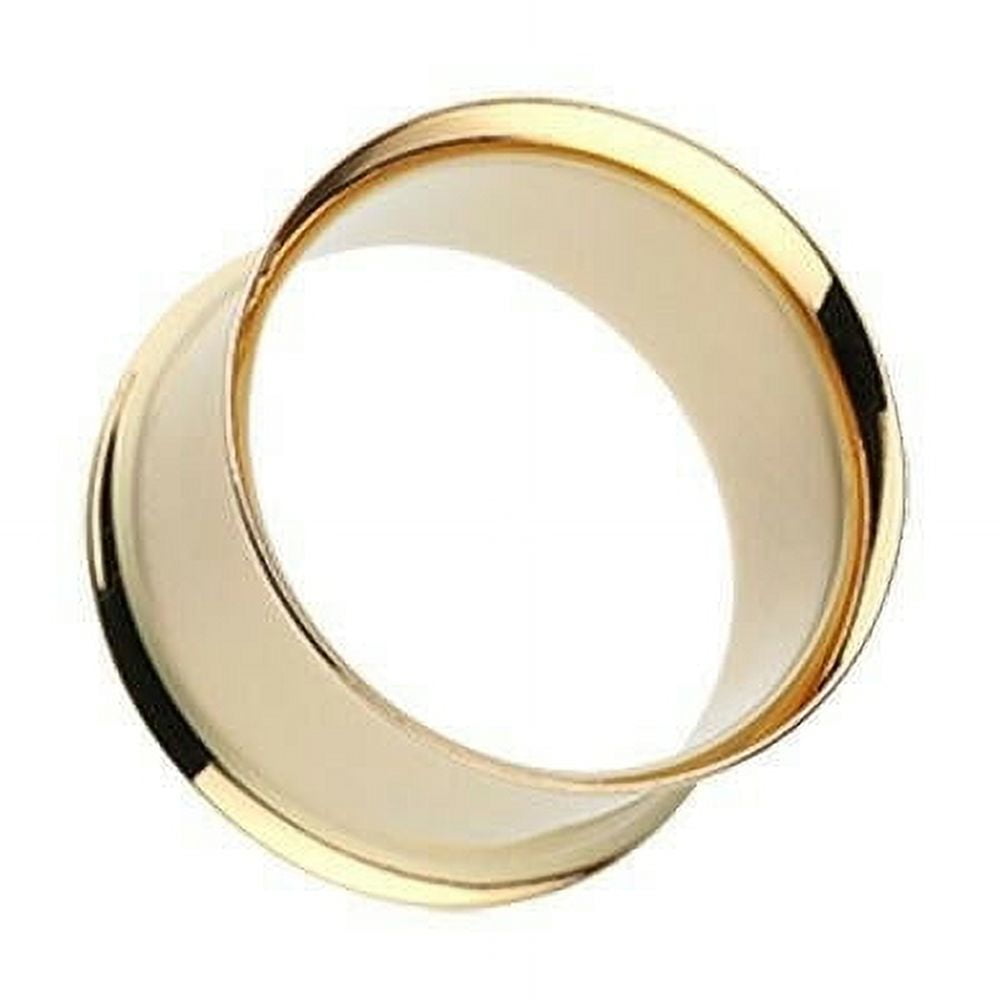 Gold Plated Double Flared Ear Gauge Tunnel Plug Earrings - Walmart.com