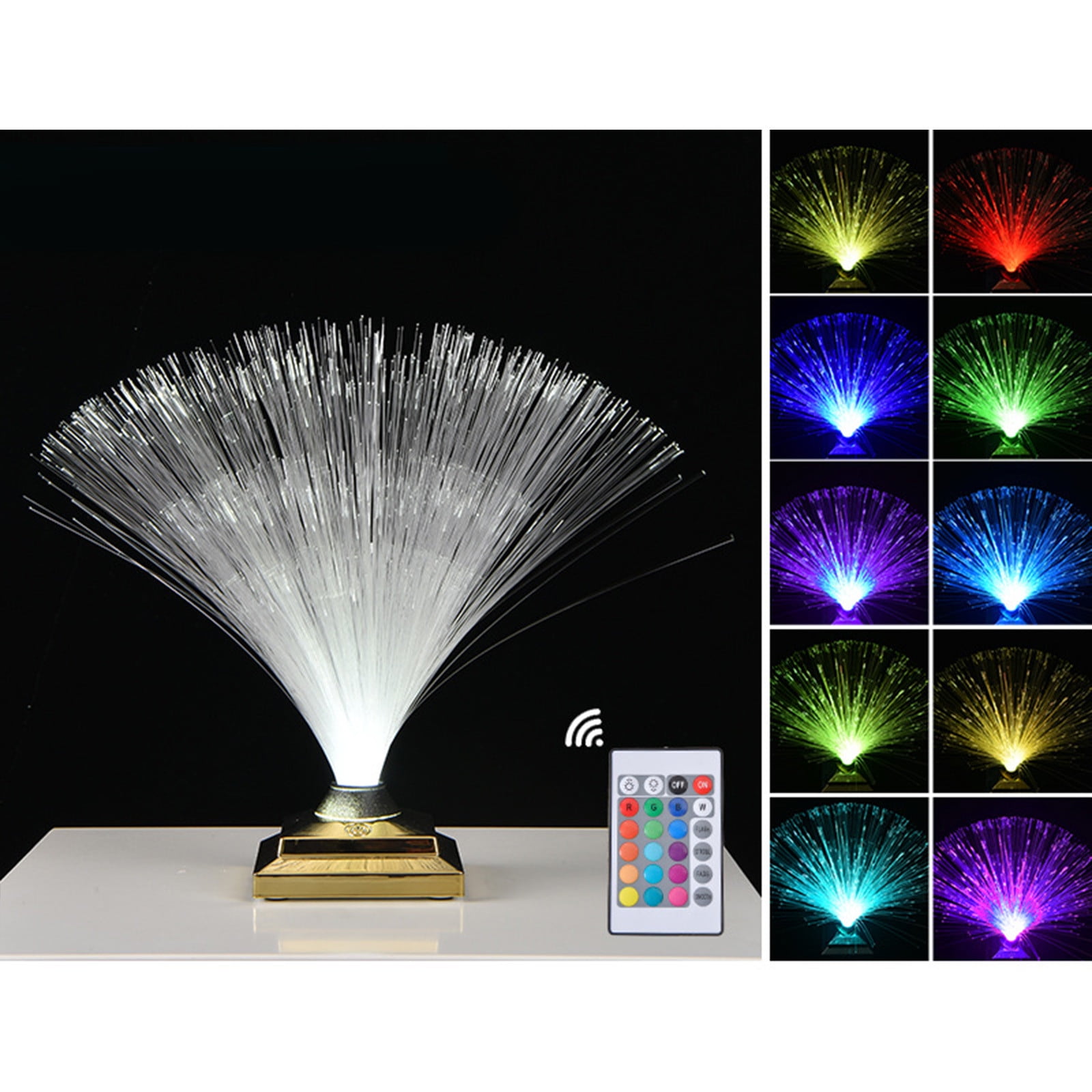 Gold Plated Fiber Optic Light, Color Changing Base, USB Powered, 12.4 ...