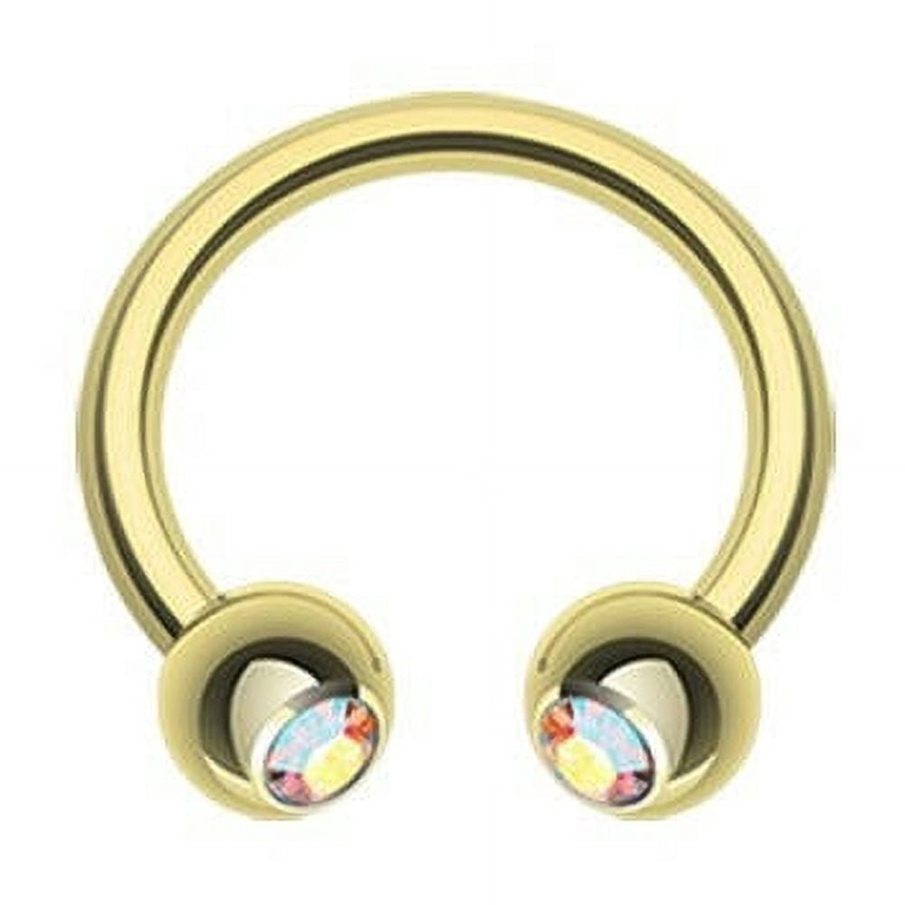 Gold Plated Gem Ball Horseshoe Circular Barbell - Walmart.com