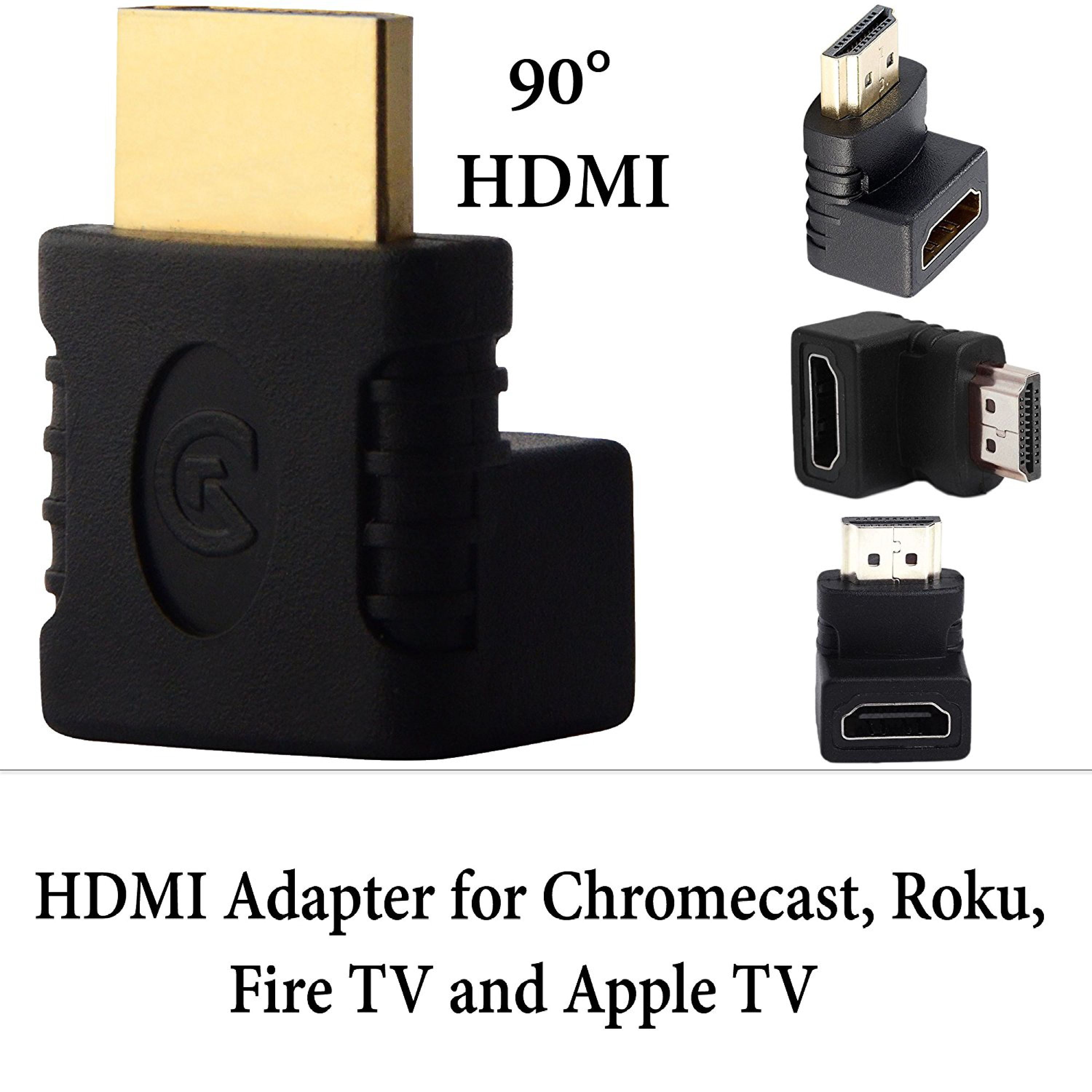 Gold-Plated HDMI Adapter for Roku, Chromecast, Fire TV & Apple TV 90 ...