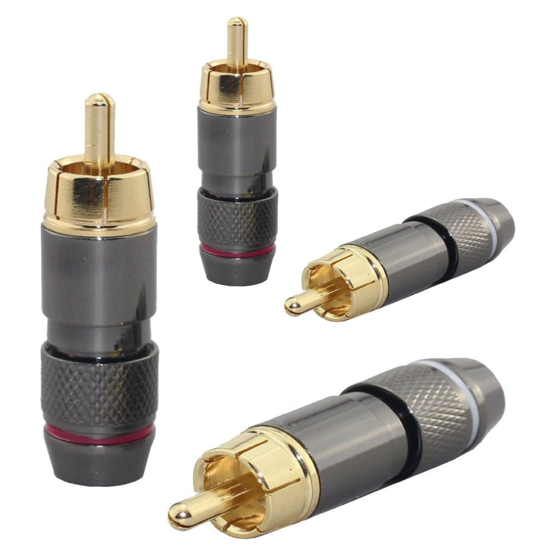 Gold Plated Hi-End RCA Male Plug Adapter Connector Set - Walmart.com