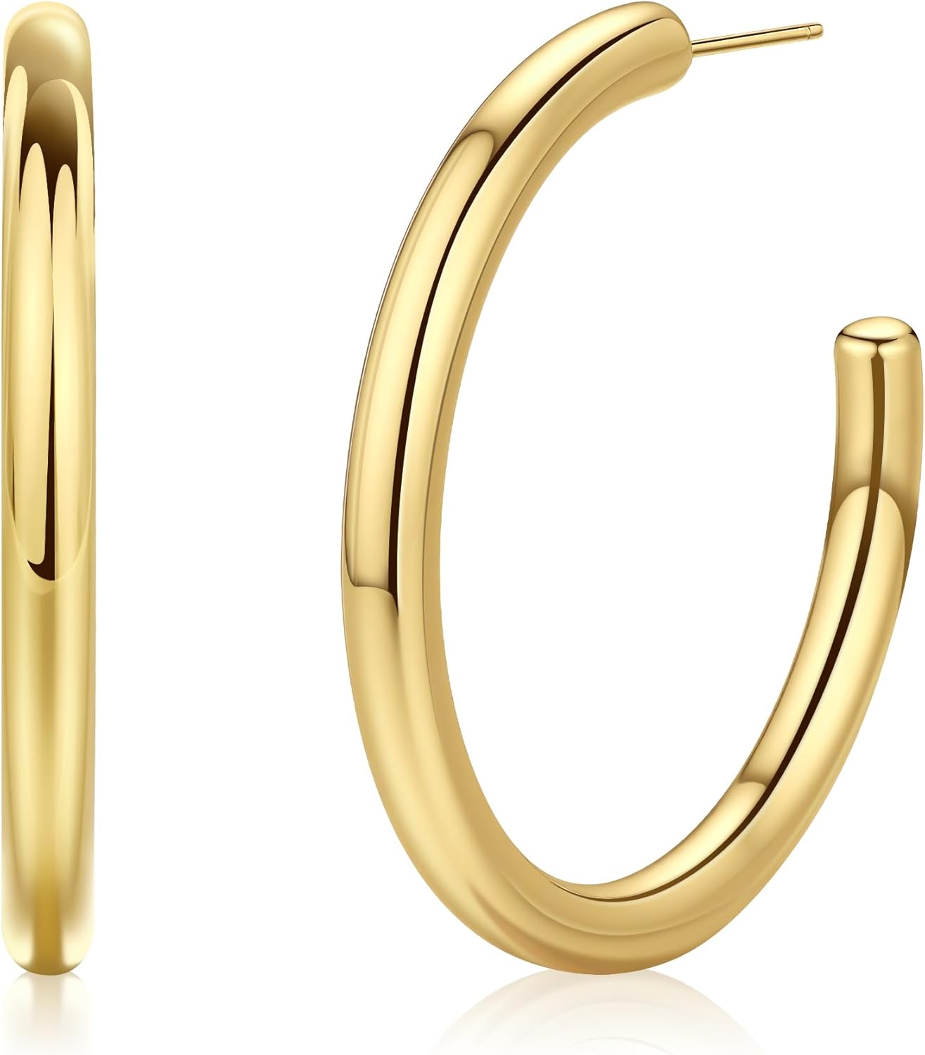 Gold Plated Hoop Earrings for Women Trendy Surgical Stainless Steel ...