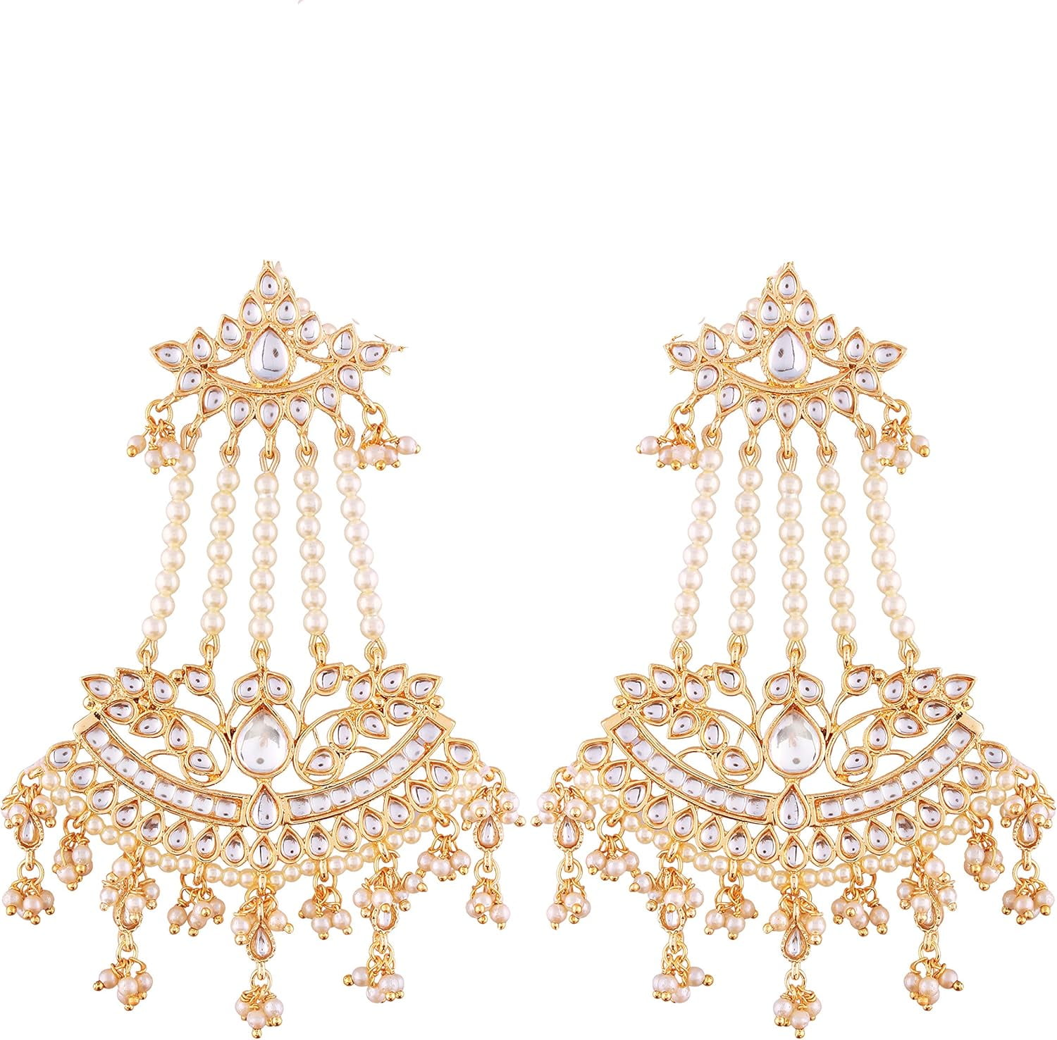 Gold Plated Indian Wedding Bollywood Kundan Pearl Dangler Drop Paasa ...
