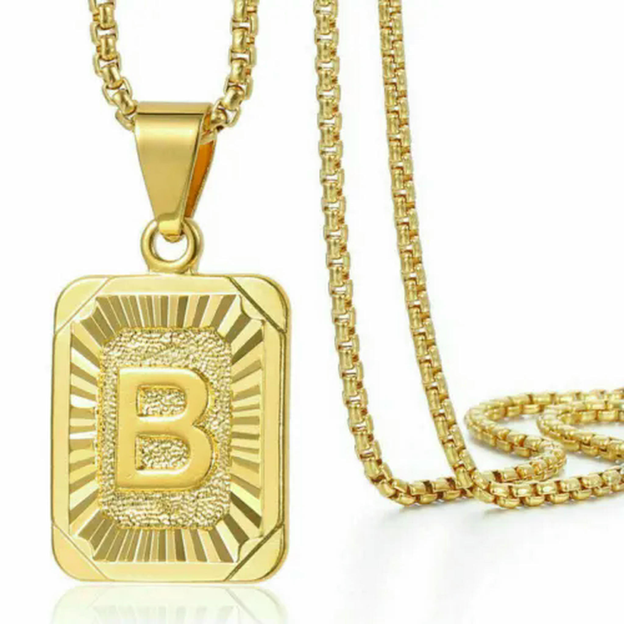 Gold Plated Initial Letter Pendant Necklace Alphabet Charm A-Z For ...
