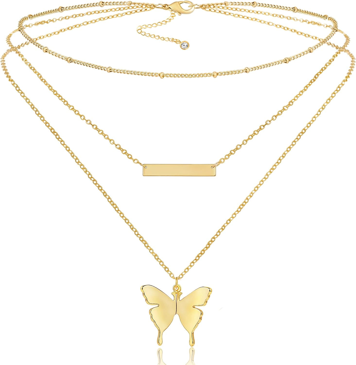 Gold Plated Layered Necklaces for Women, Dainty 14K Gold Plated Pendant ...