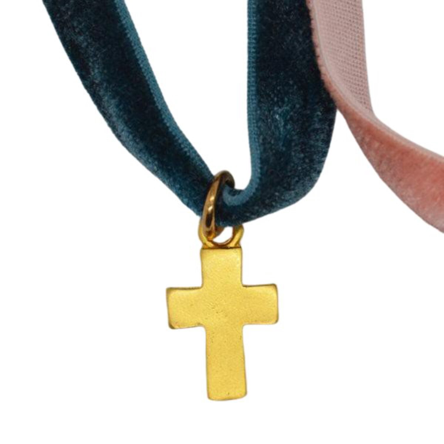 Gold-Plated Mini Cross Velvet Necklace 18-inch - Walmart.com