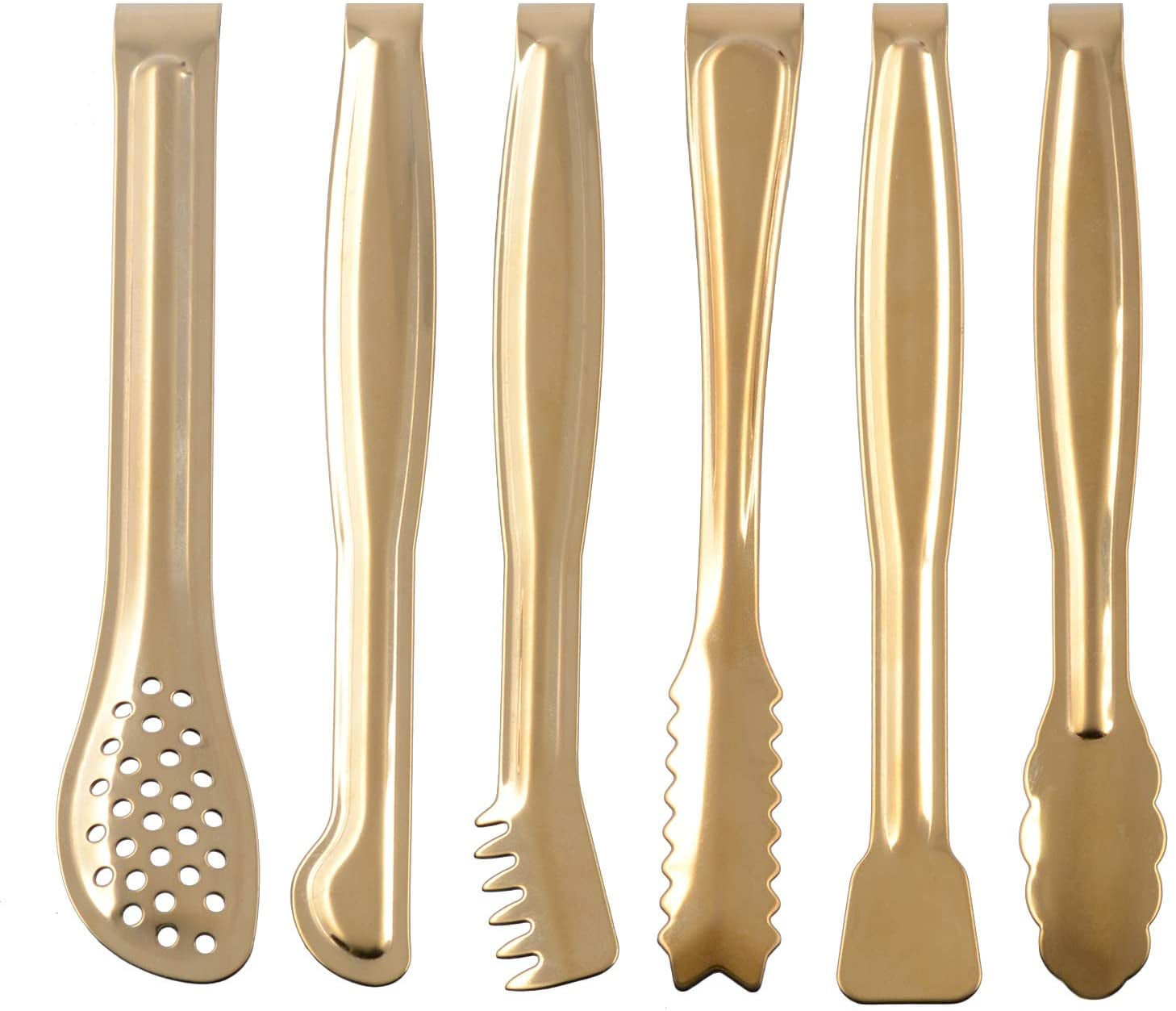 Gold Plated Mini Serving Tongs Set 6-Inch Appetizers Tongs Stainless ...