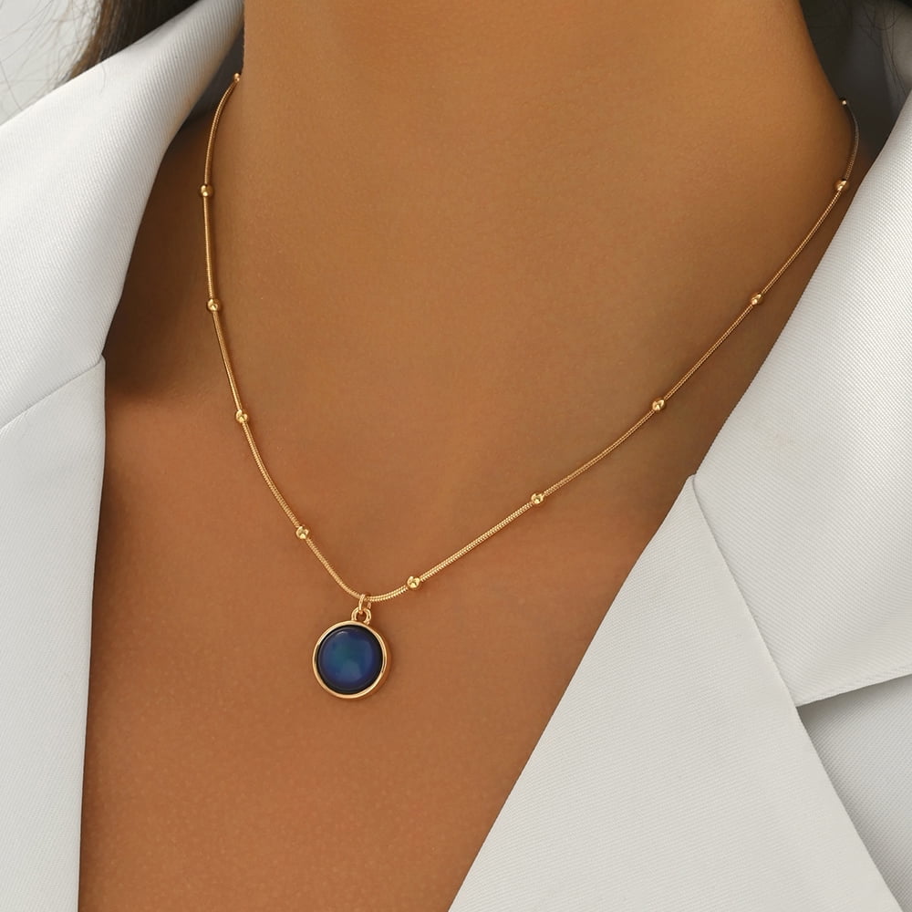 Gold-Plated Mood-Responsive Necklace - Stainless Steel Modern ...