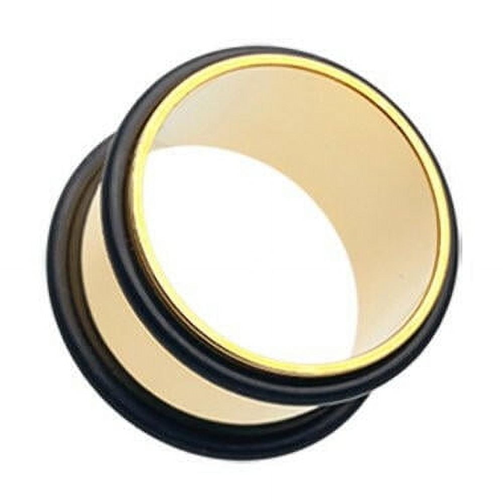 Gold Plated No Flare Ear Gauge Tunnel Plug Earrings - Walmart.com