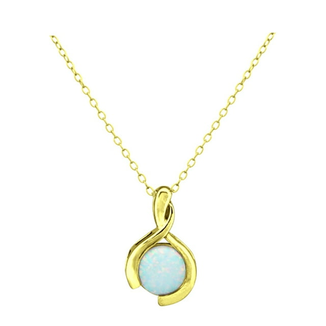 Gold Plated Over Sterling Silver Created Opal Pendant - Walmart.com