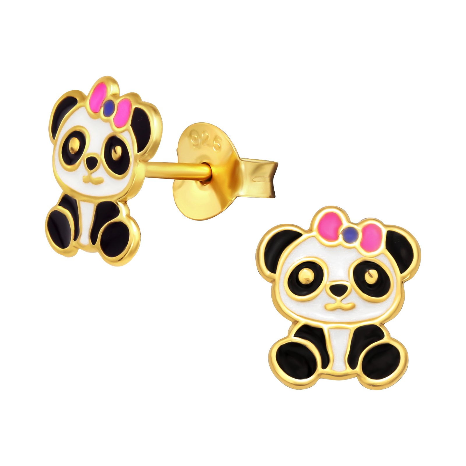 Gold Plated Panda 925 Sterling Silver Stud Earrings - Walmart Business ...