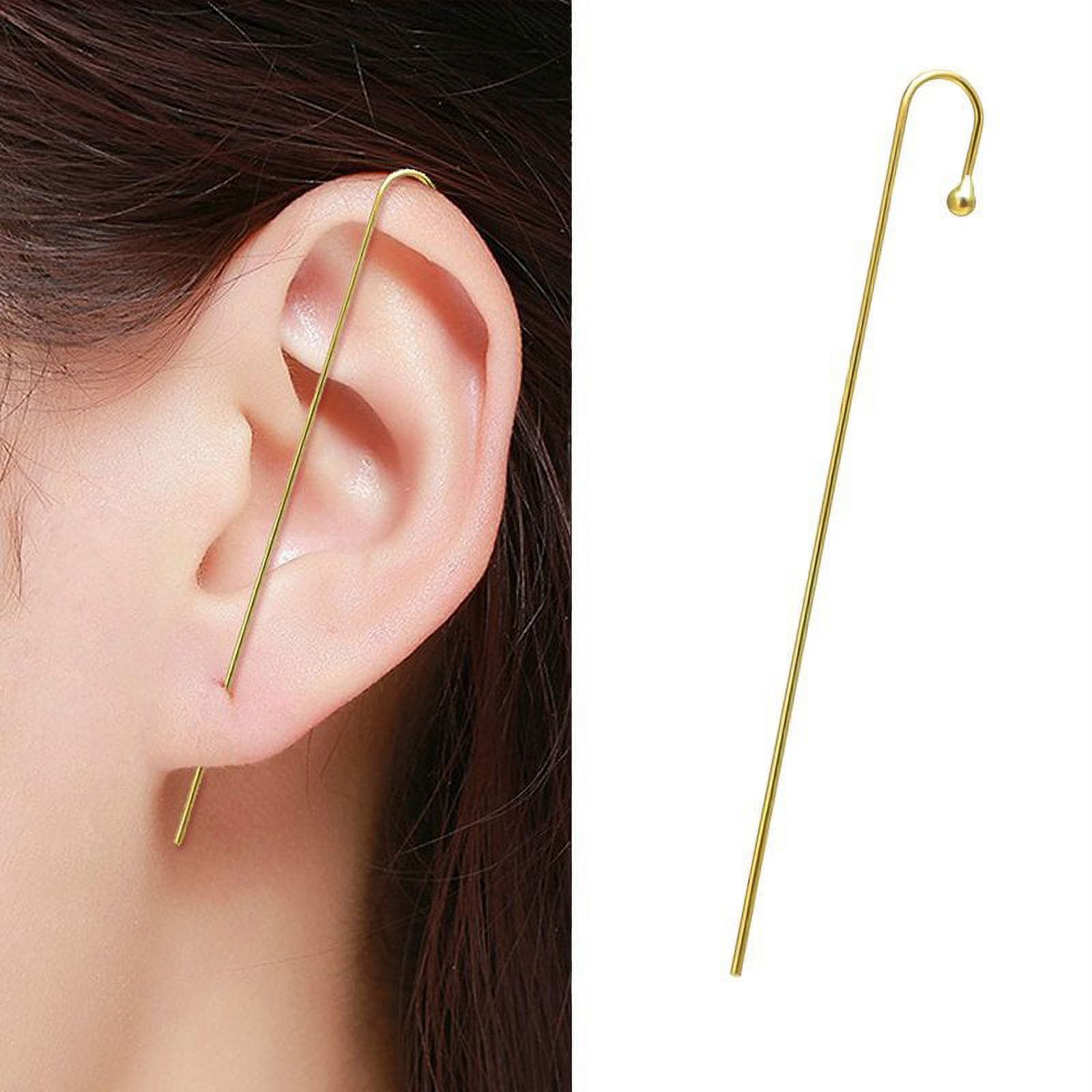 Gold Plated Polished Ear Cuff Bar Earring - Walmart.com