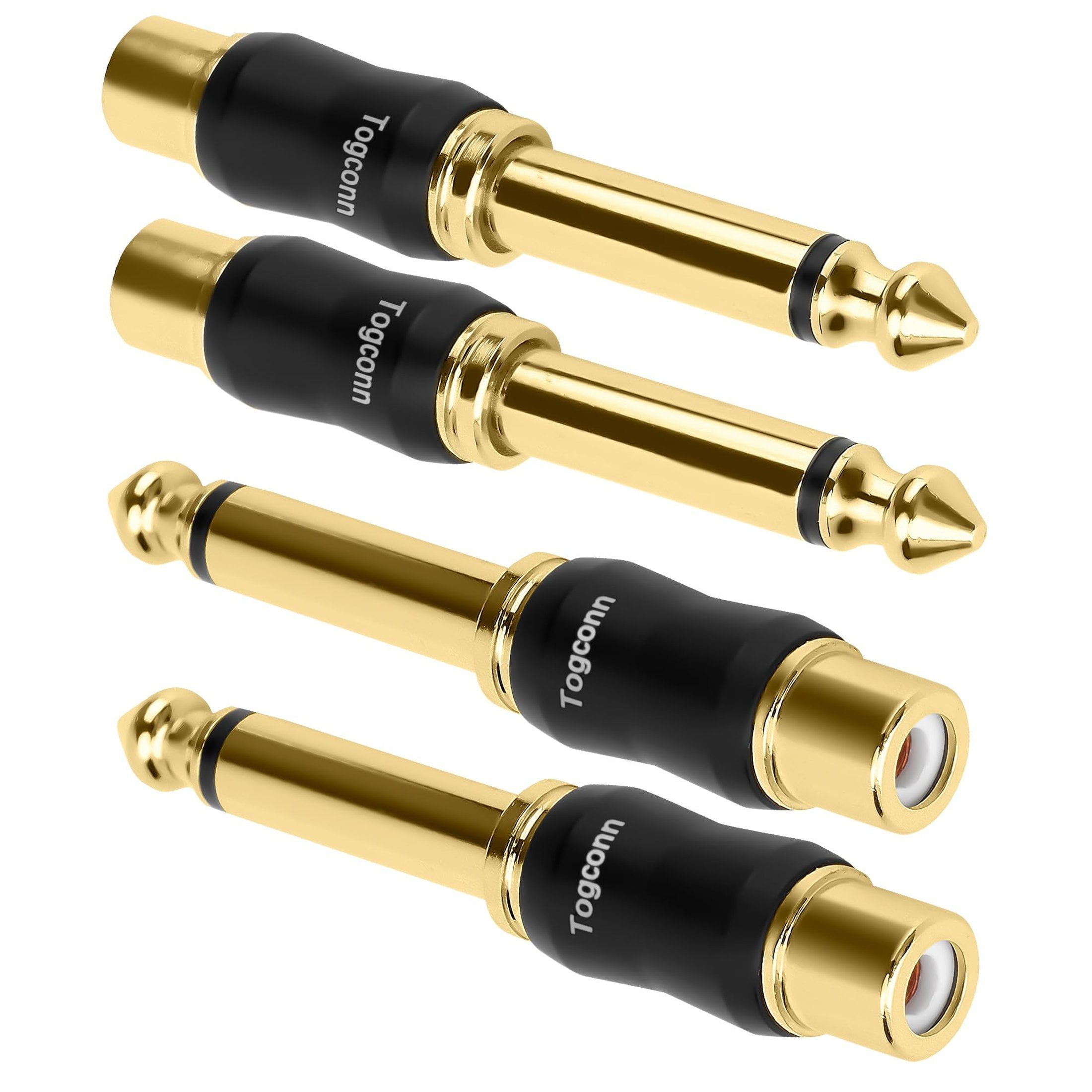 Gold-Plated RCA to 1/4 Inch Mono Adapter Set for Audio Connections ...