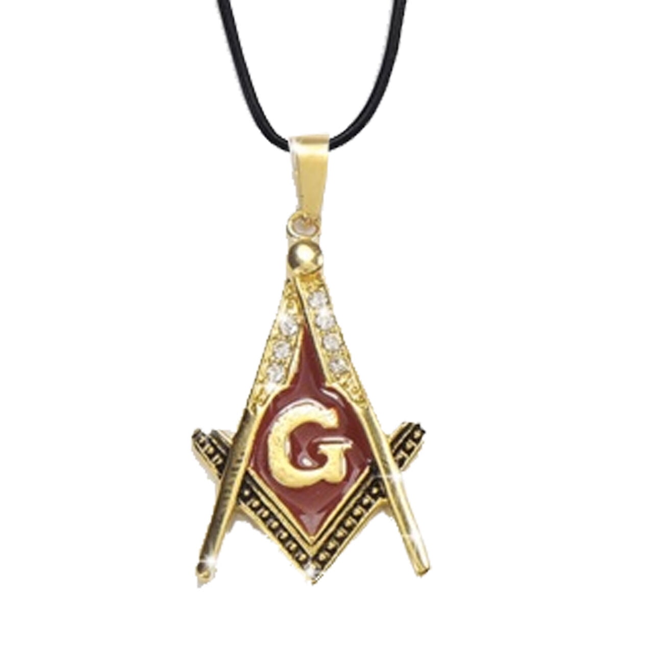 Gold Plated Red Lodge Color Stainless Steel Blissful Pendant Masonic ...