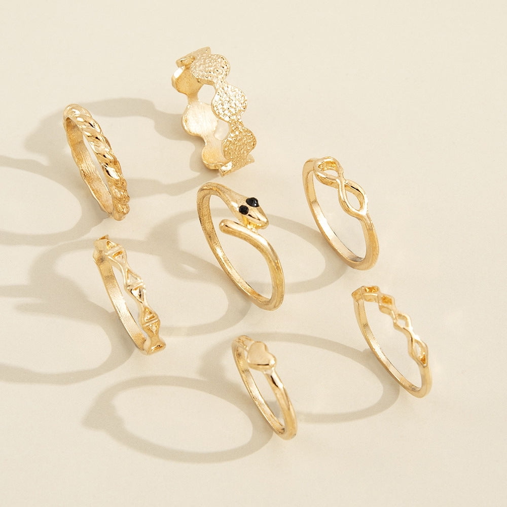 Womens Gold Plated Snake Ring Retro Black Eyed Ring European Fashion ...