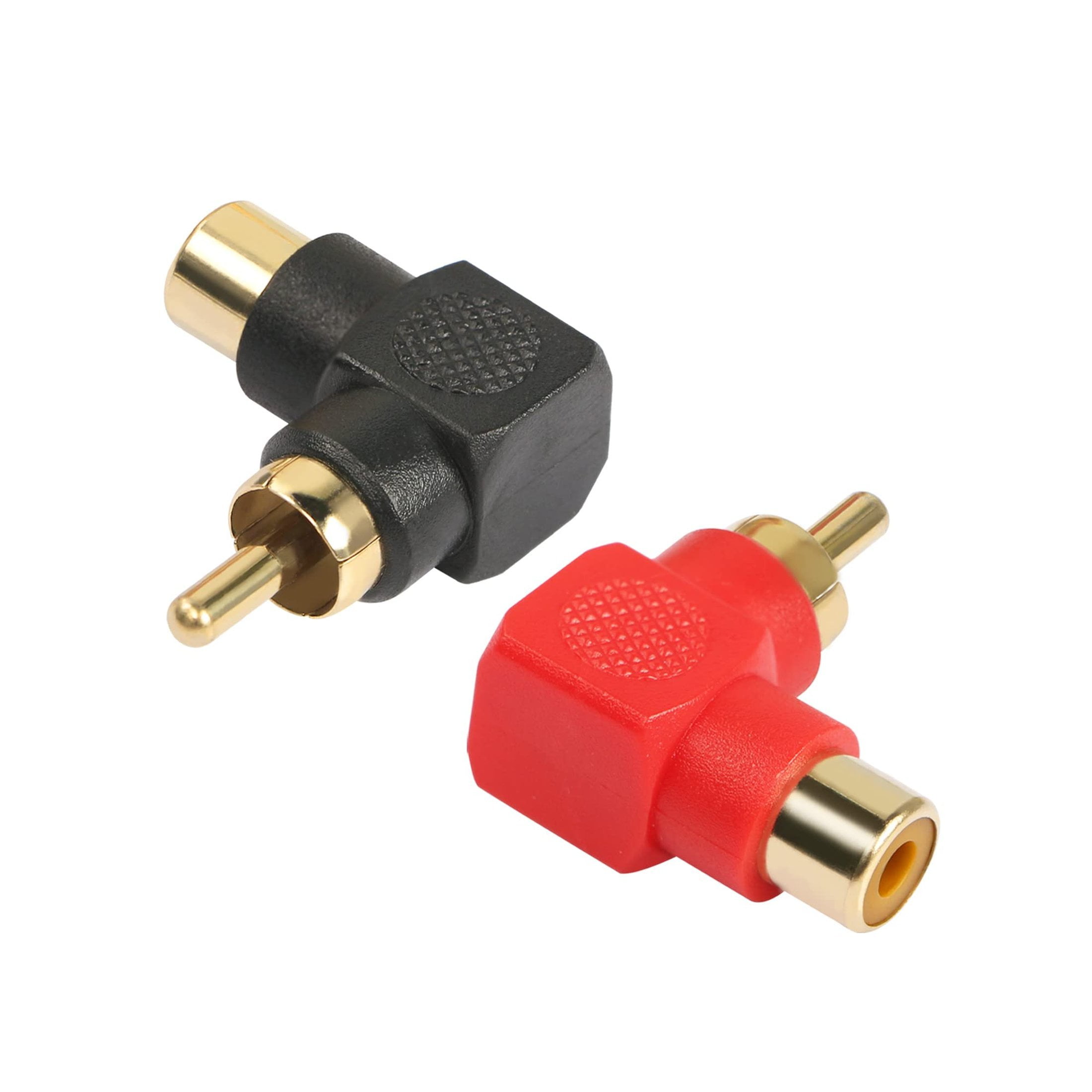Gold-Plated Right Angle RCA Adapter for Audio Video Signal Conversion ...