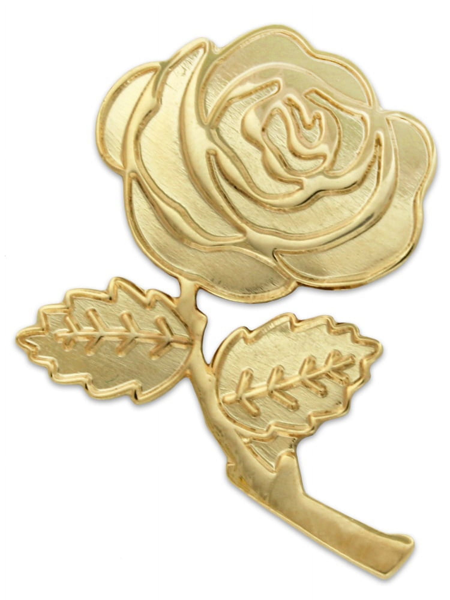 Gold Plated Rose Flower Lapel Pin 1 - Walmart.com