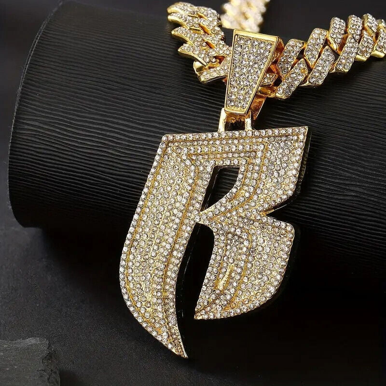 Gold Plated Ruff Ryder Pendant & 20" Iced Cubic Zirconia Chain Hip Hop ...