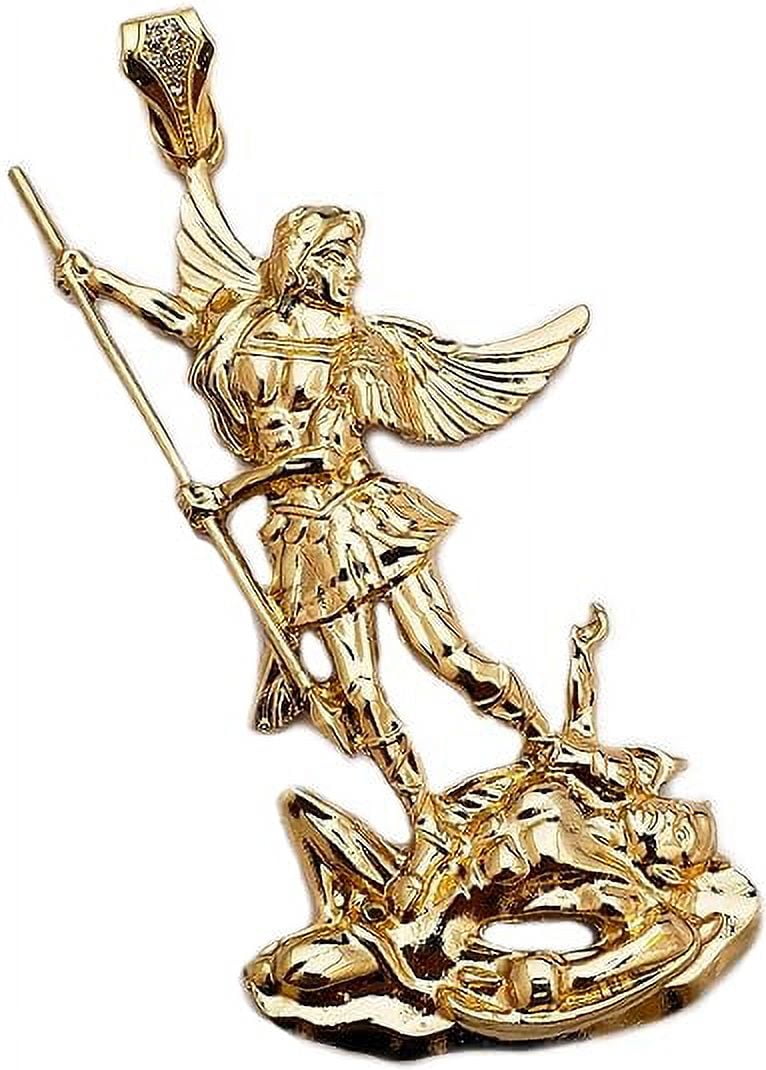 Gold Plated Saint Michael Archangel Large Bling Hip Hop Jewelry Charm ...