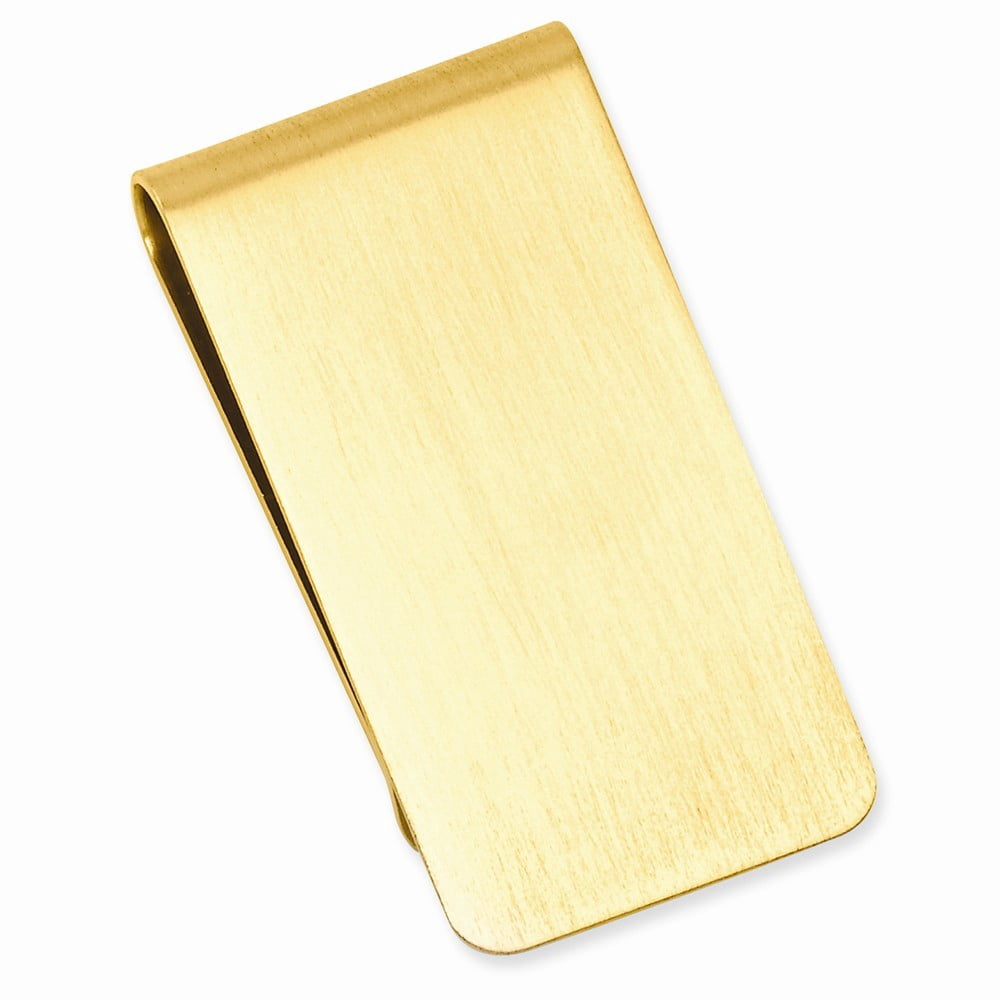 Gold Plated Solid Engravable (front only) Satin Rectangle Money Clip ...