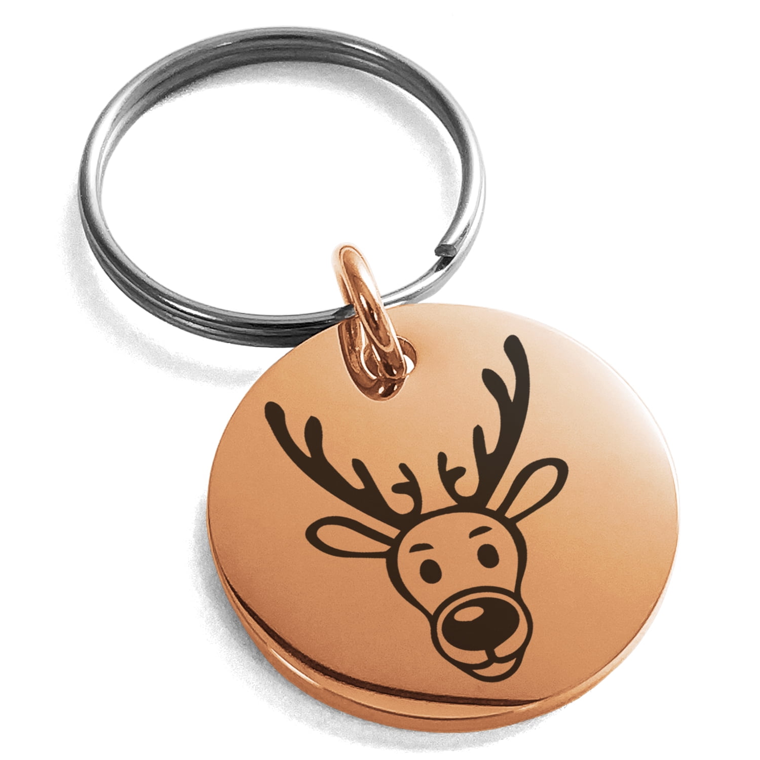 Gold Plated Stainless Steel Cute Reindeer Engraved Small Medallion ...