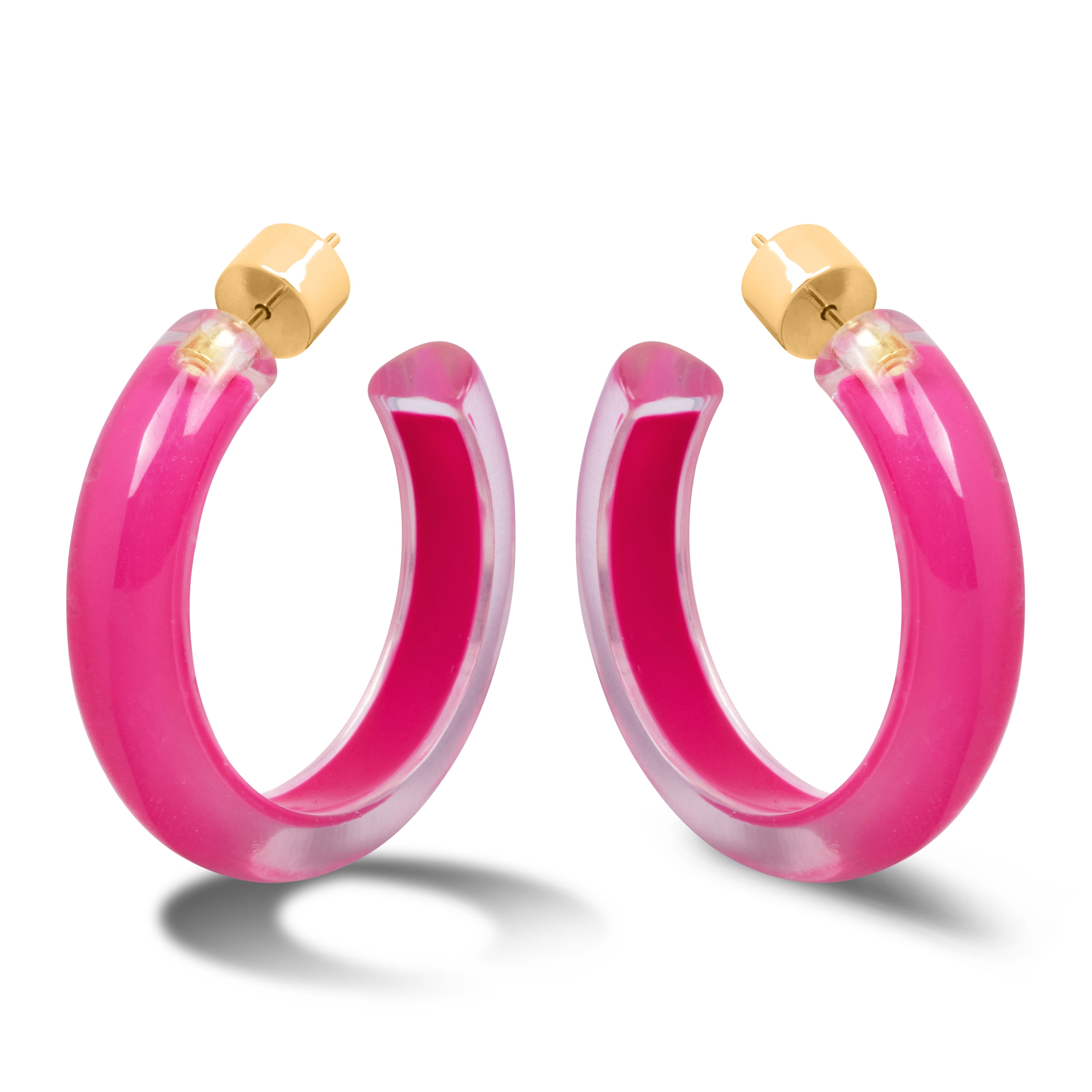 Gold Plated Sterling Silver Lucite Open Hoop Earrings for Women ...