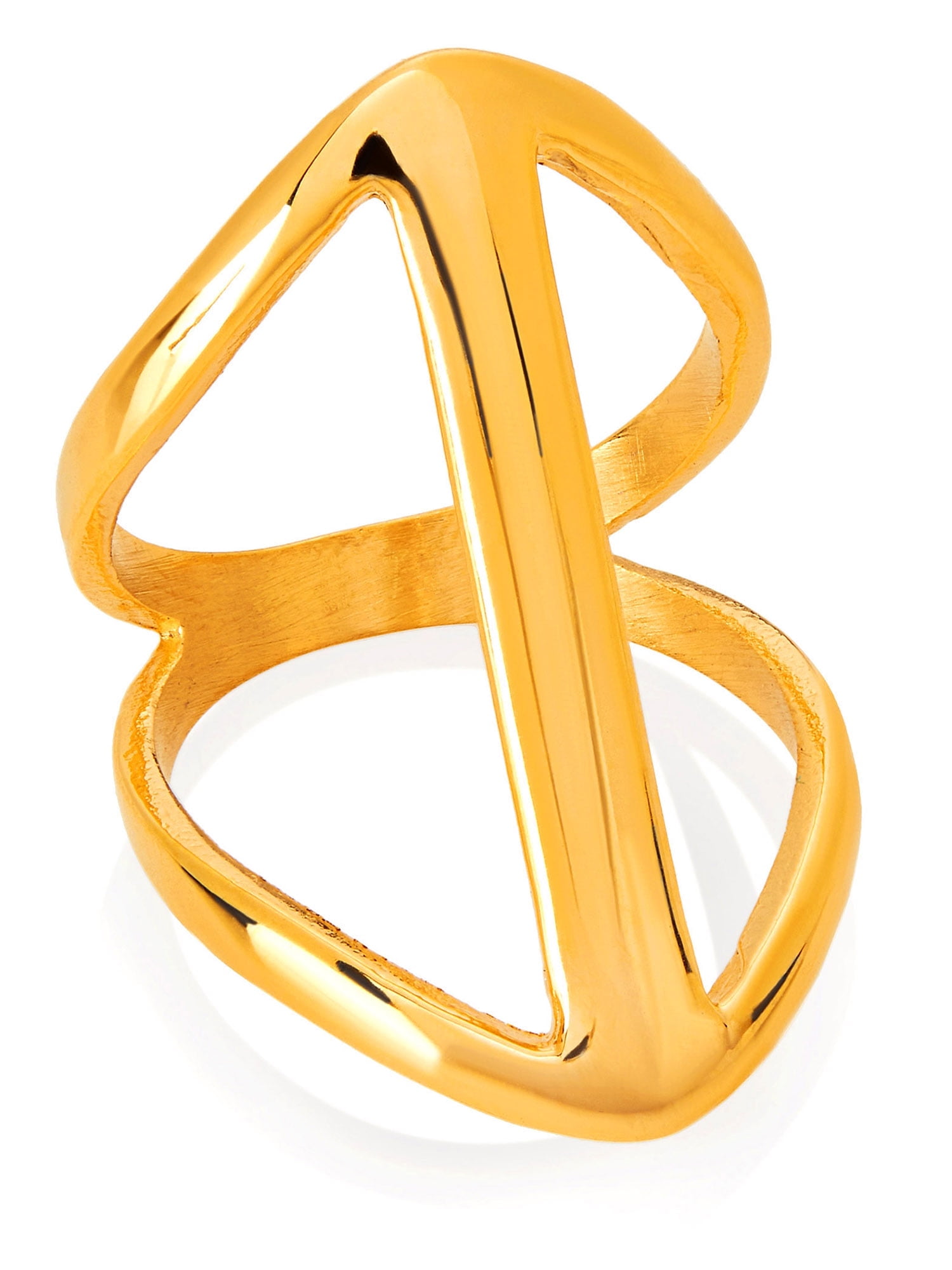 ELYA Jewelry Women's Polished Split Orbit Gold Plated Steel Ring ...