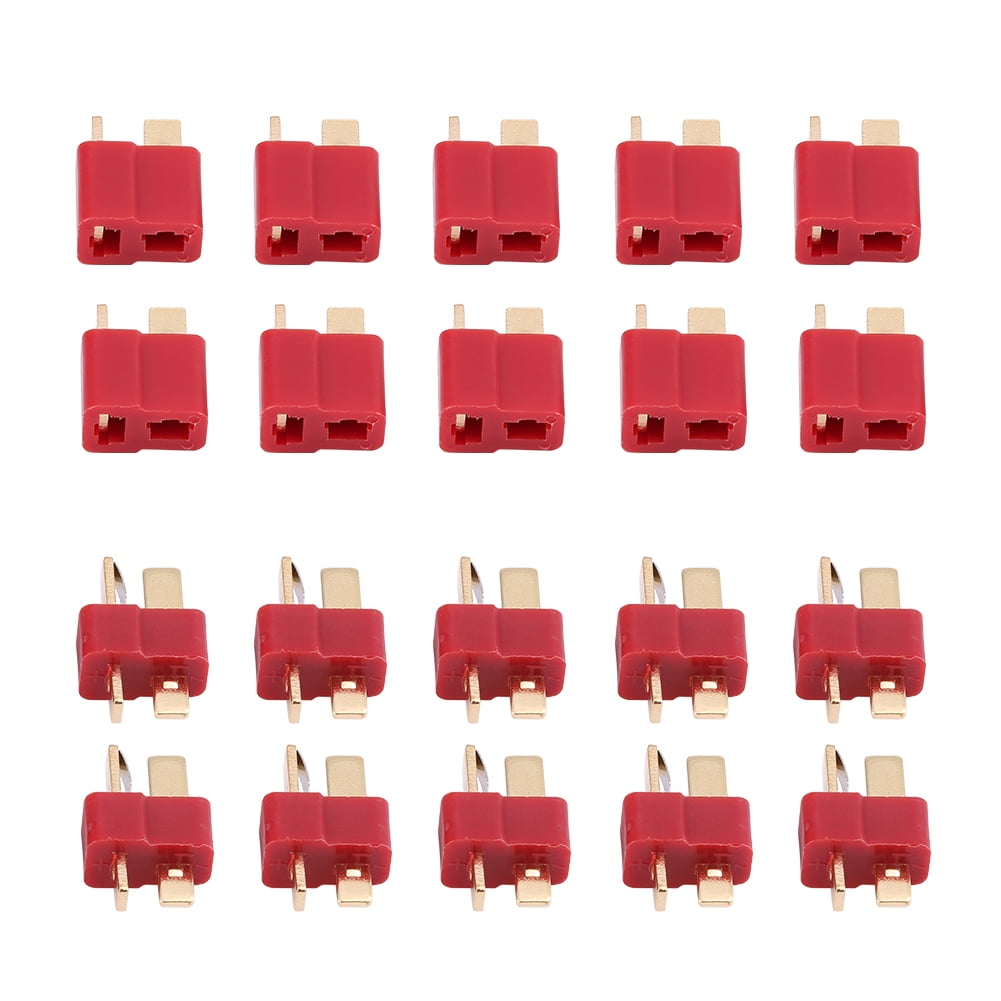Gold-Plated T-Plug Connectors for RC Lipo Batteries and ESC - Includes ...