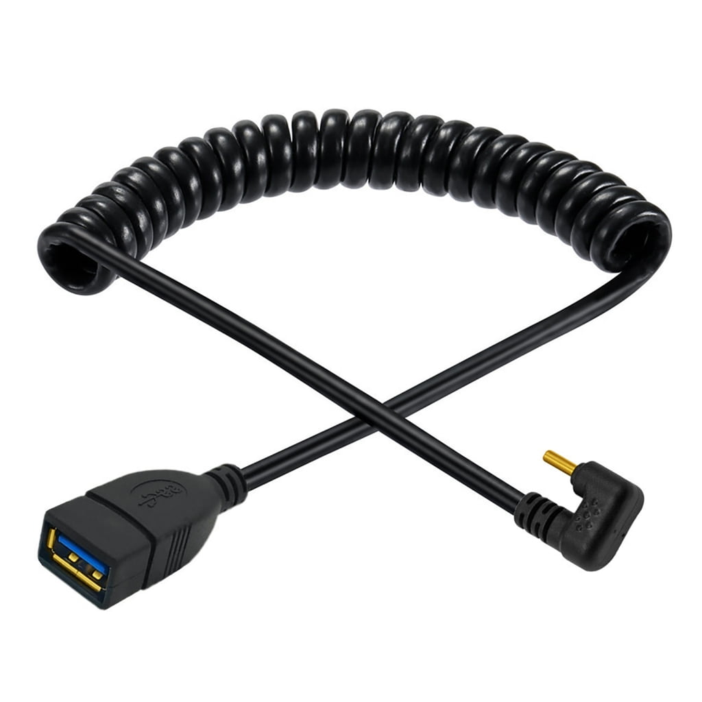 Gold-Plated Telescopic Spring Coiled Cable USB A to Type C OTG Data ...