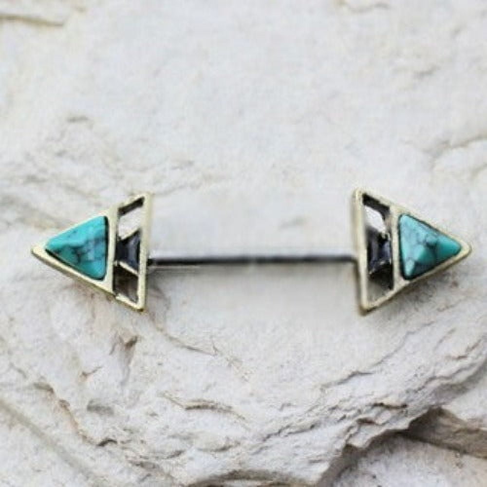Gold Plated Turquoise Triangle Pyramid Nipple Bar - Walmart.com