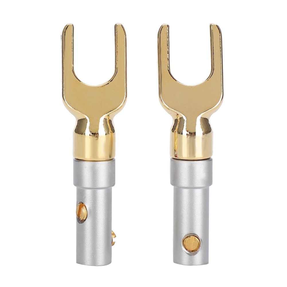 Gold Plated U Spade Speaker Plug Adapter, 2-Pack Audio Screw Fork ...