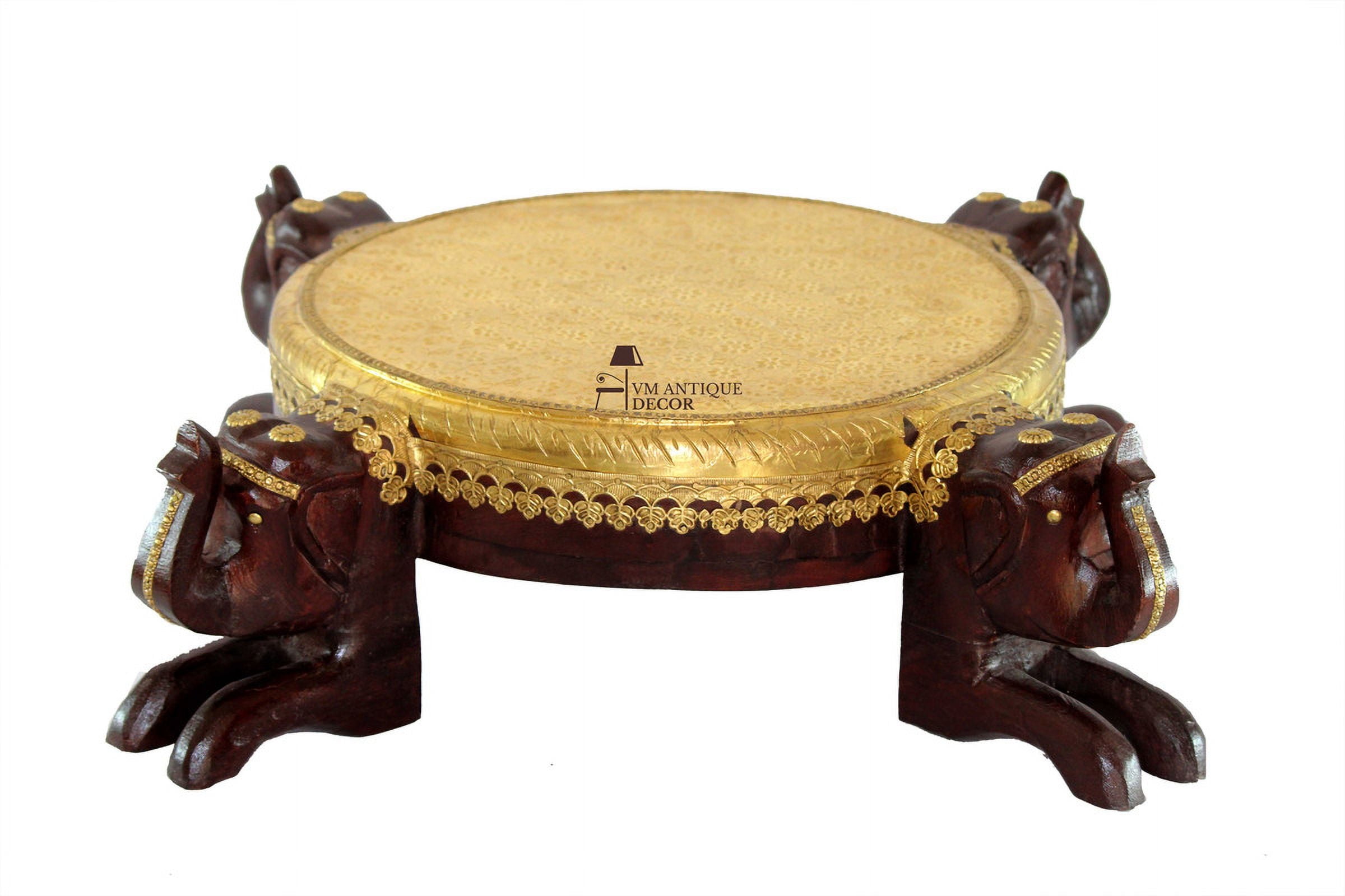 Gold-Plated Wooden Elephant Chowki Table - Walmart.com