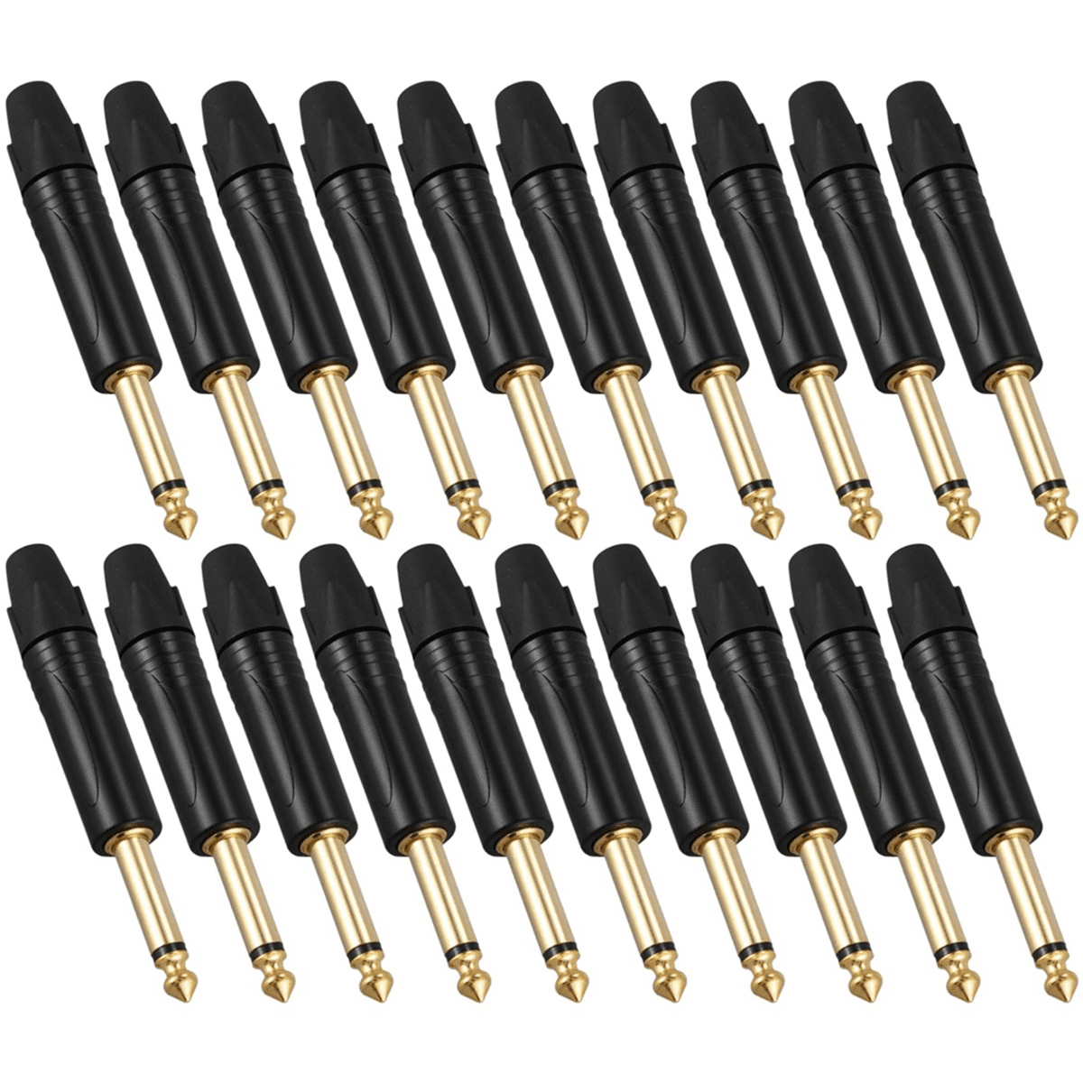 Gold Plating 100Pcs Plug Mono Professional 2 Pole 6.35 mm 6.5mm Stereo ...