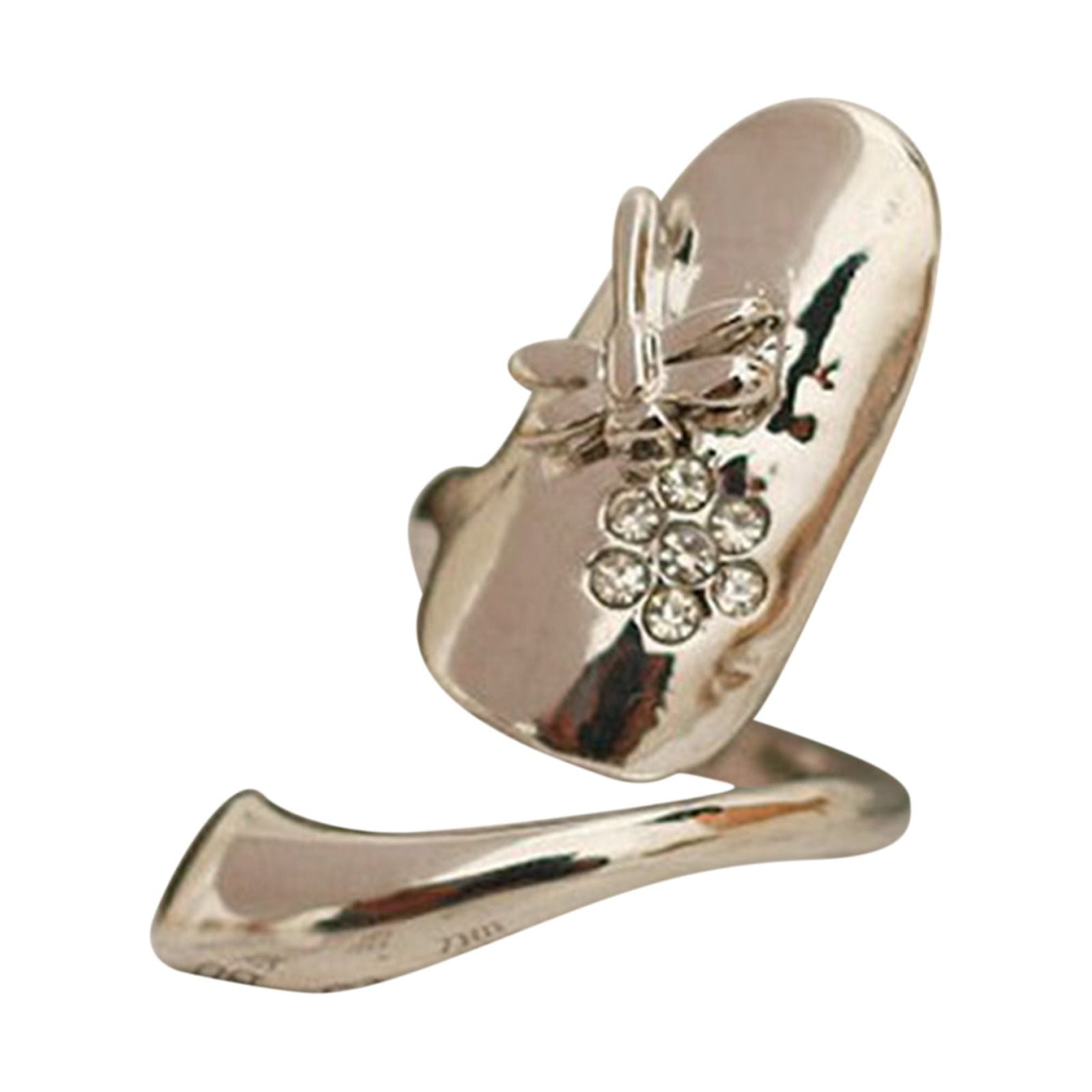 Gold Platinum Plated Full Bling Iced Out Finger Nail Ring For Women ...